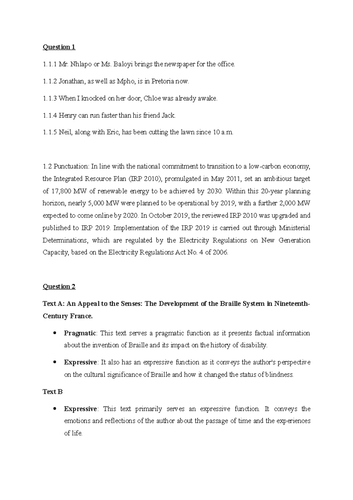 EST1501 Assignment 4 - hype - Question 1 1.1 Mr. Nhlapo or Ms. Baloyi ...