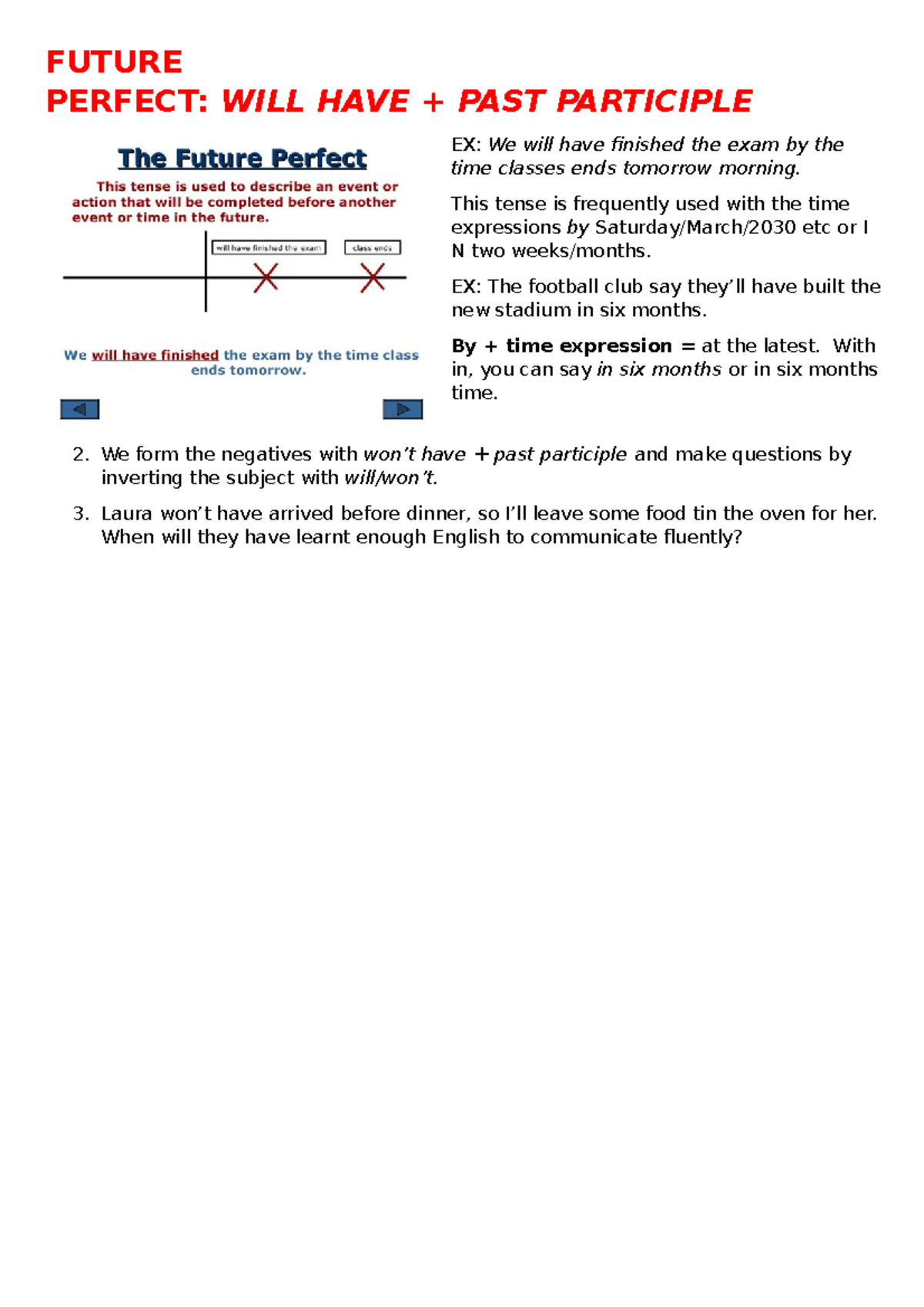 Future Perfect AND Continuous - FUTURE PERFECT: WILL HAVE + PAST ...
