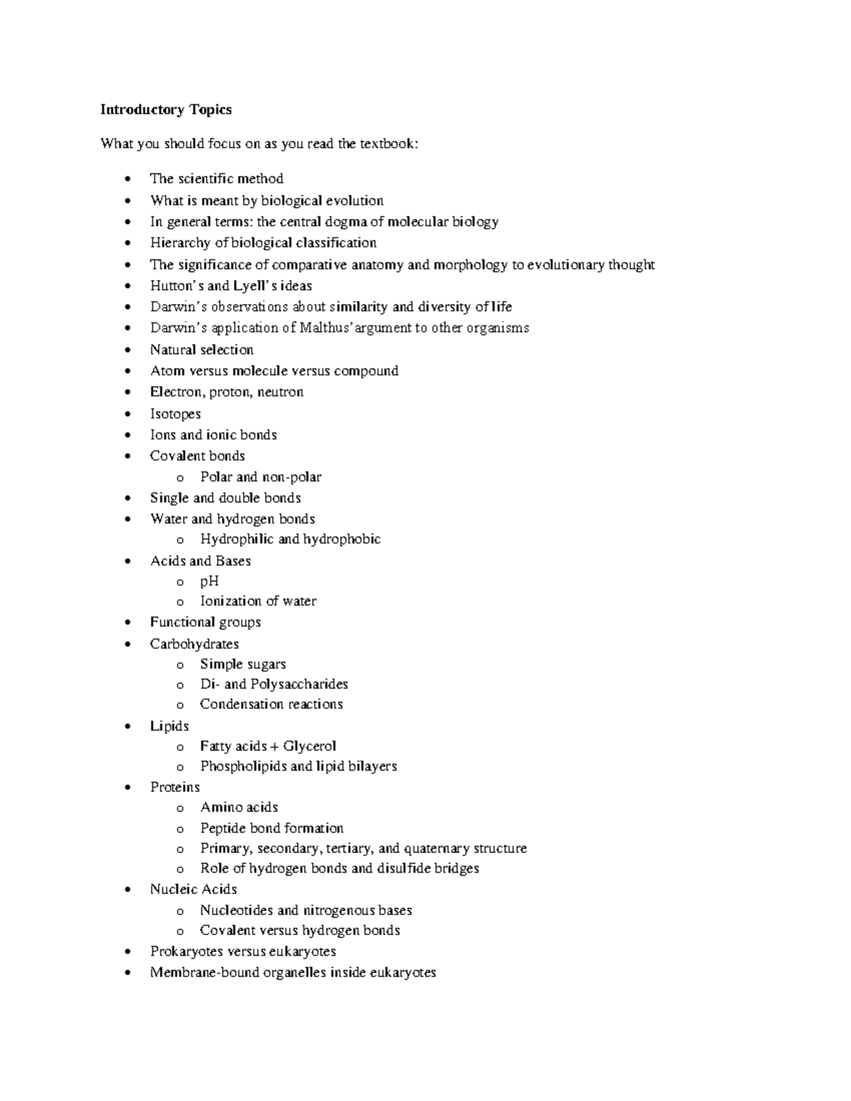 Focus on Intro Topic - Introductory Topics What you should focus on as ...