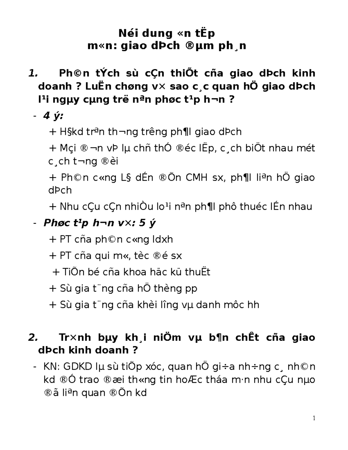 Cauhoi ontap va dapan GDDP - Néi dung «n tËp m«n: giao dÞch ®μm ph ̧n ...