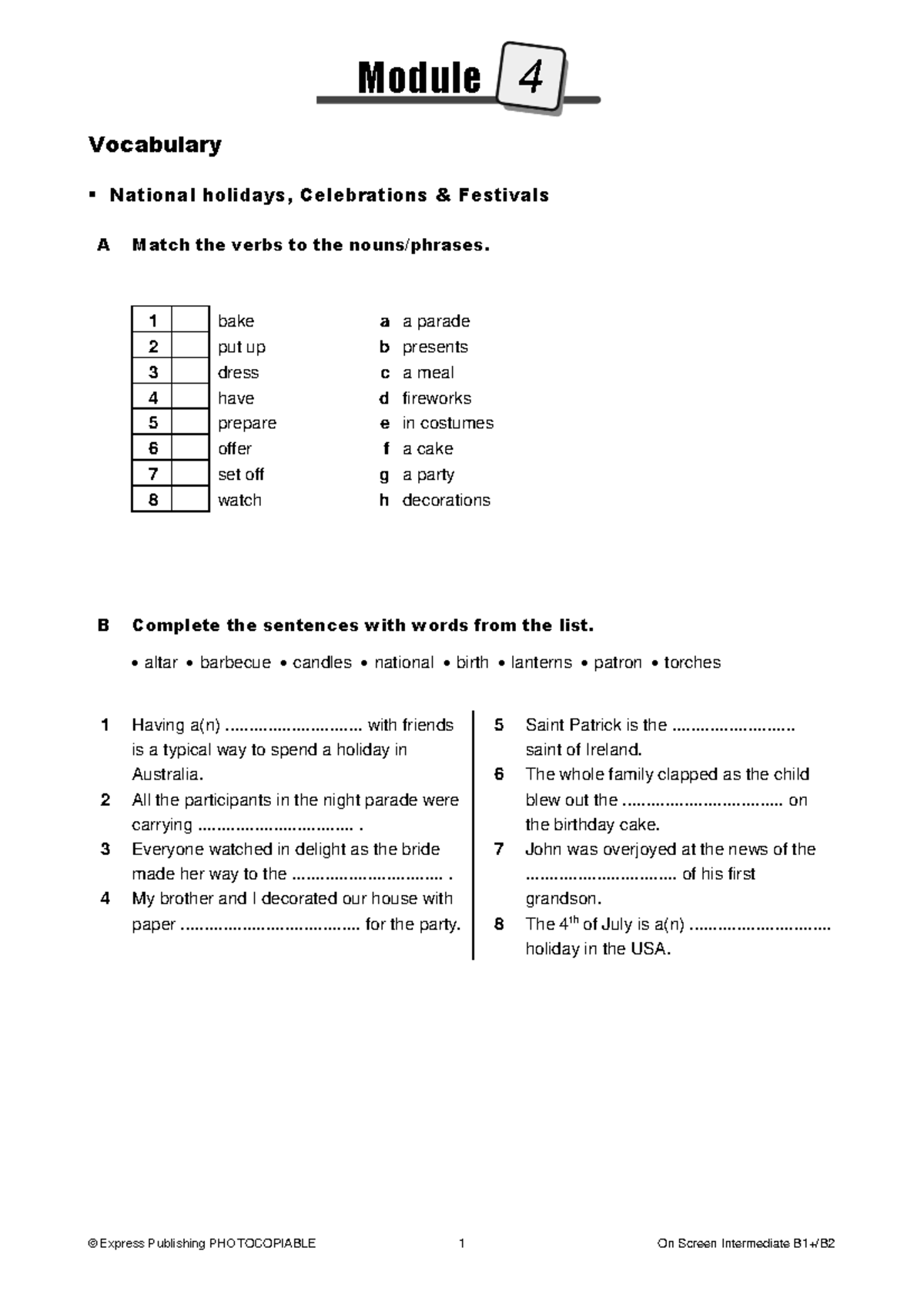 2 onscreen inter resource mod 4-4 - Vocabulary National holidays ...