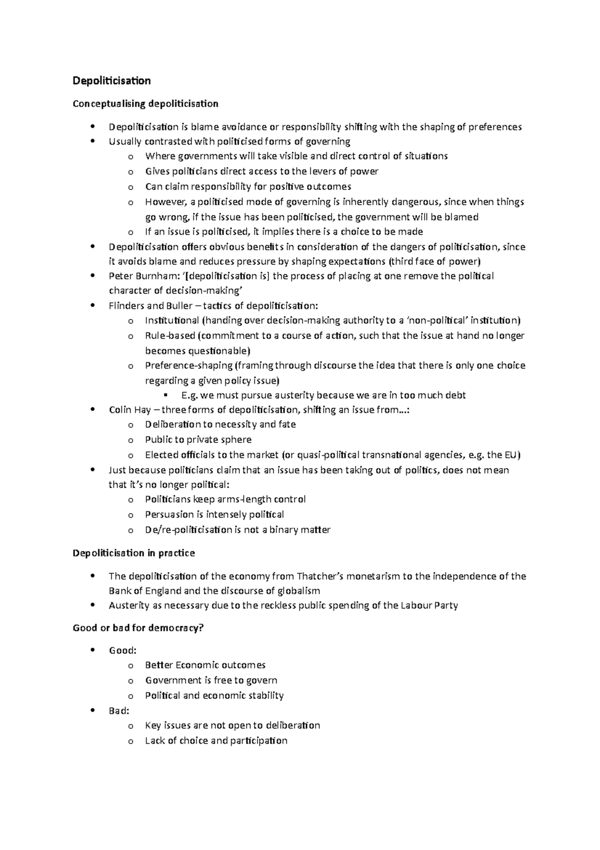 5 Depoliticisation - Depoliticisation Conceptualising depoliticisation ...