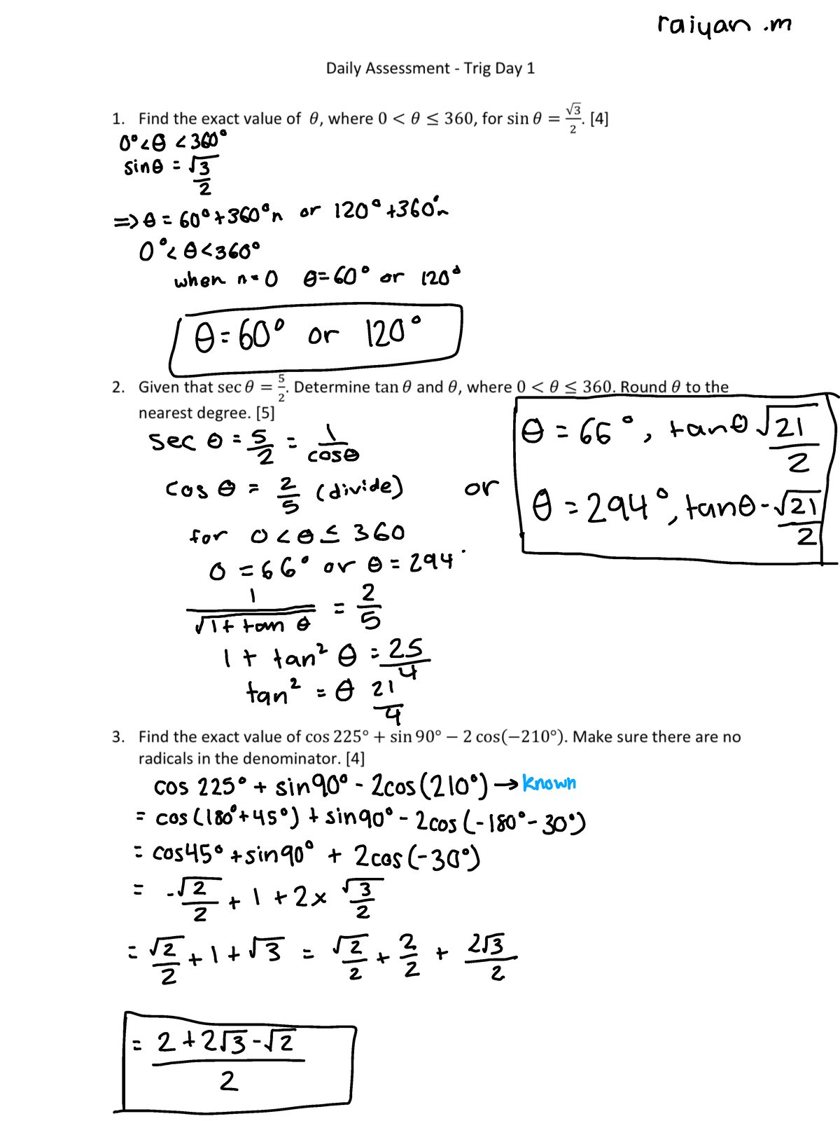Daily Assessment 4 - Math - Studocu