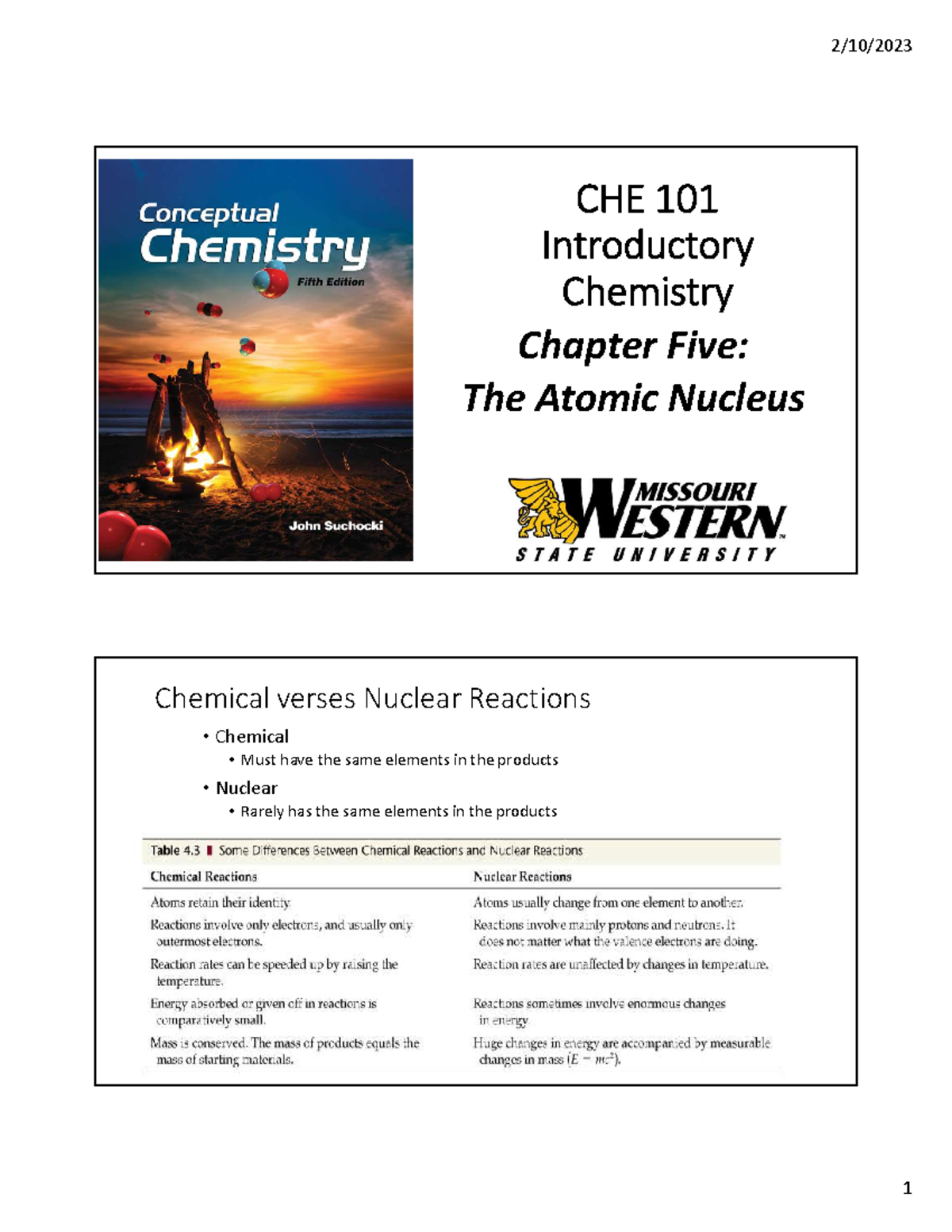 CHE101 CH 05 - Spring 2023 - CHE 101 Introductory Chemistry Chapter ...