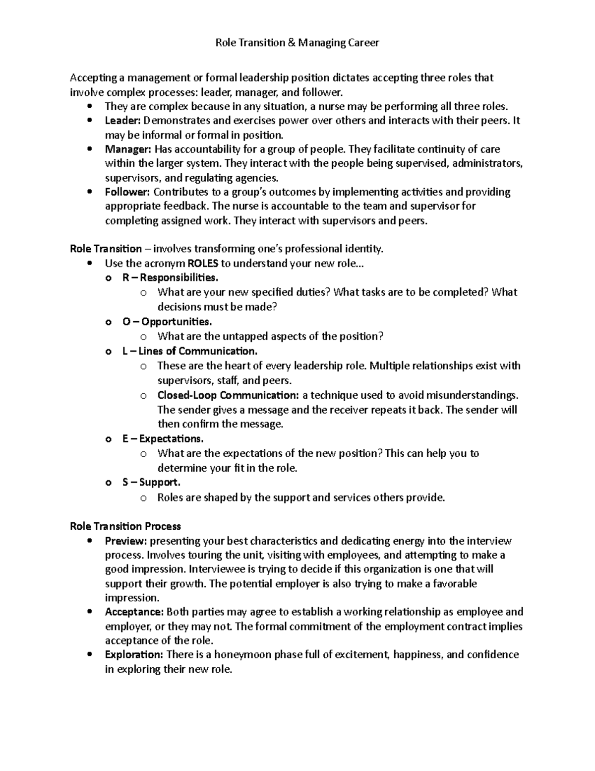 Role Transition & Managing Career - Accepting a management or formal ...