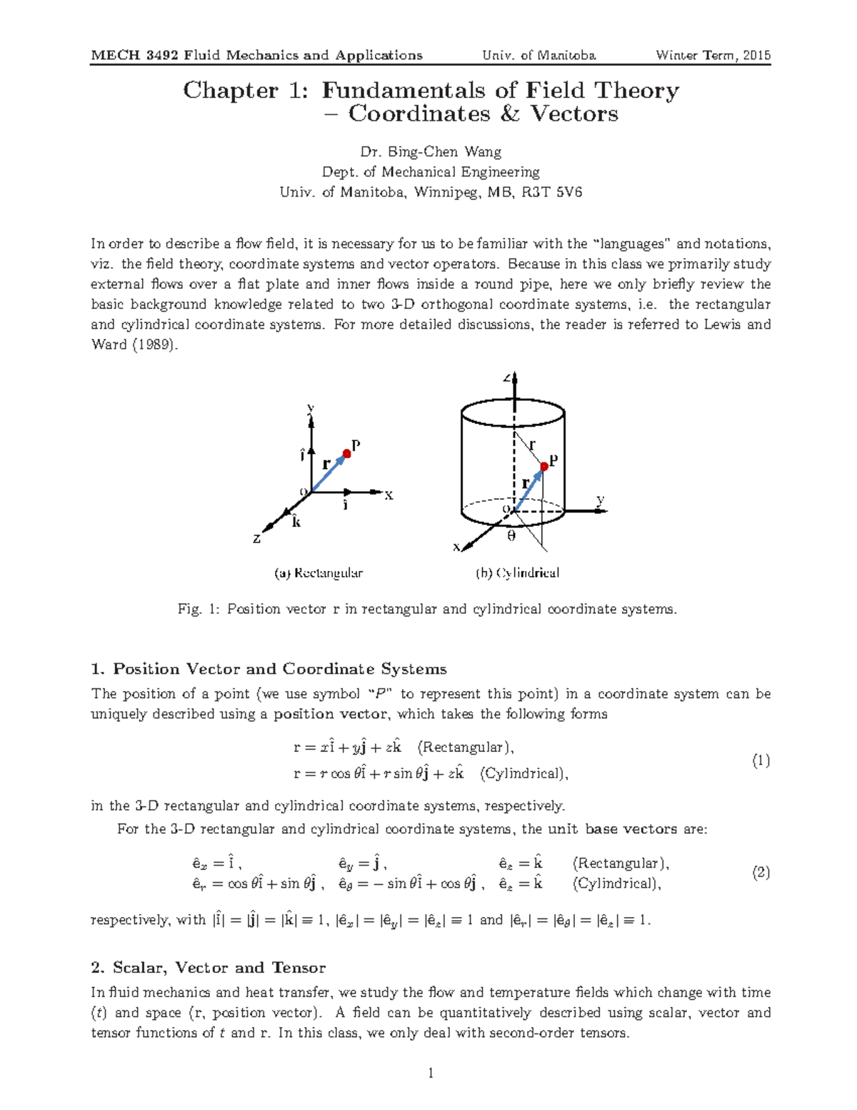 Fluid Mechanics And Applications Handout - Chapter 1: Fundamentals of ...