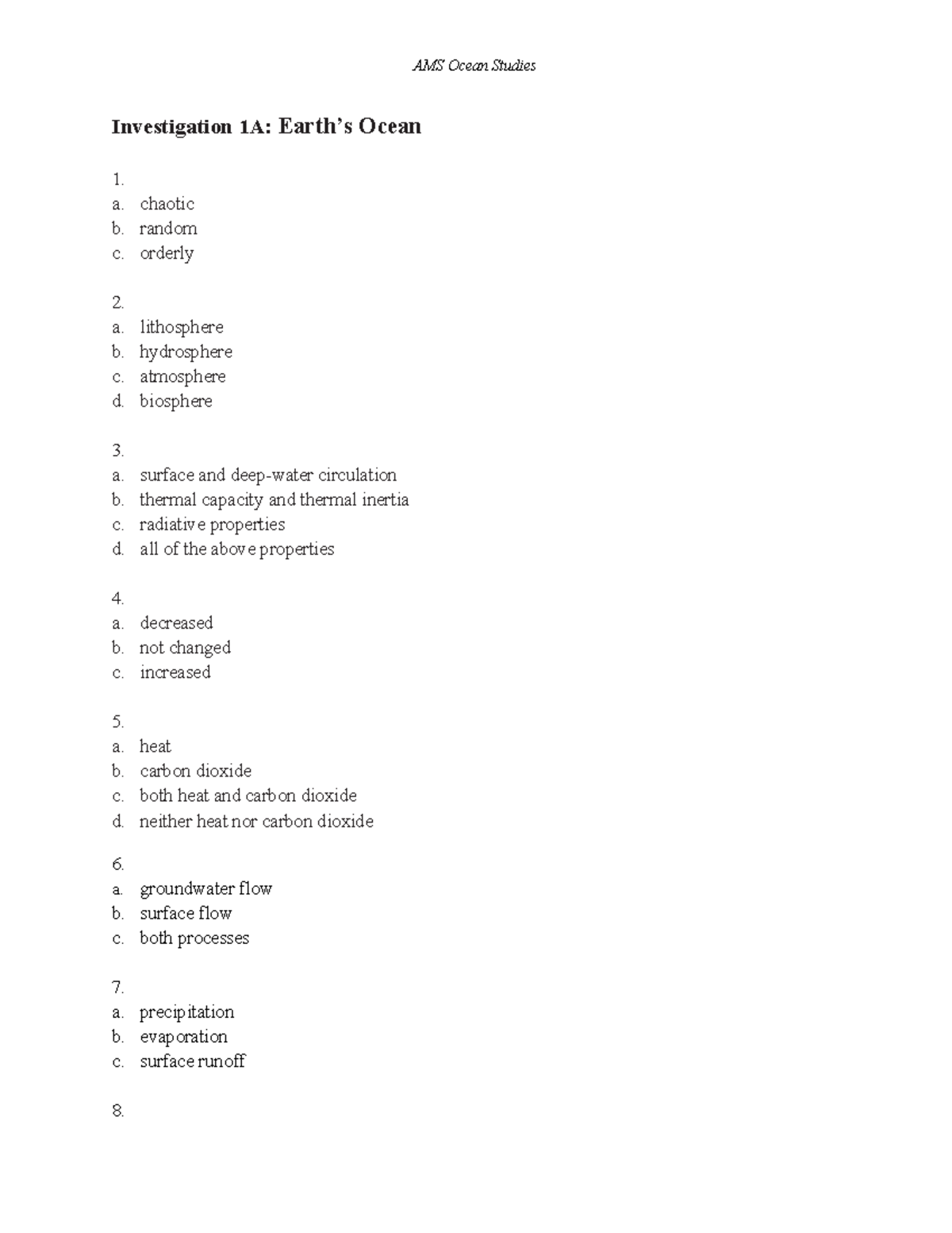 Oc Inv 01AForm - Answer sheet - AMS Ocean Studies Investigation 1A ...