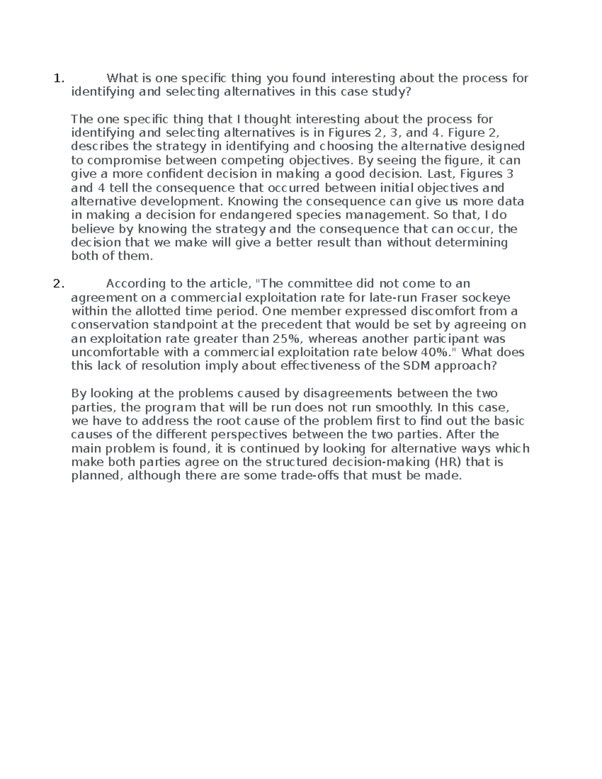 EVS 519 Discussion 3 Read Gregory and Long - What is one specific thing ...