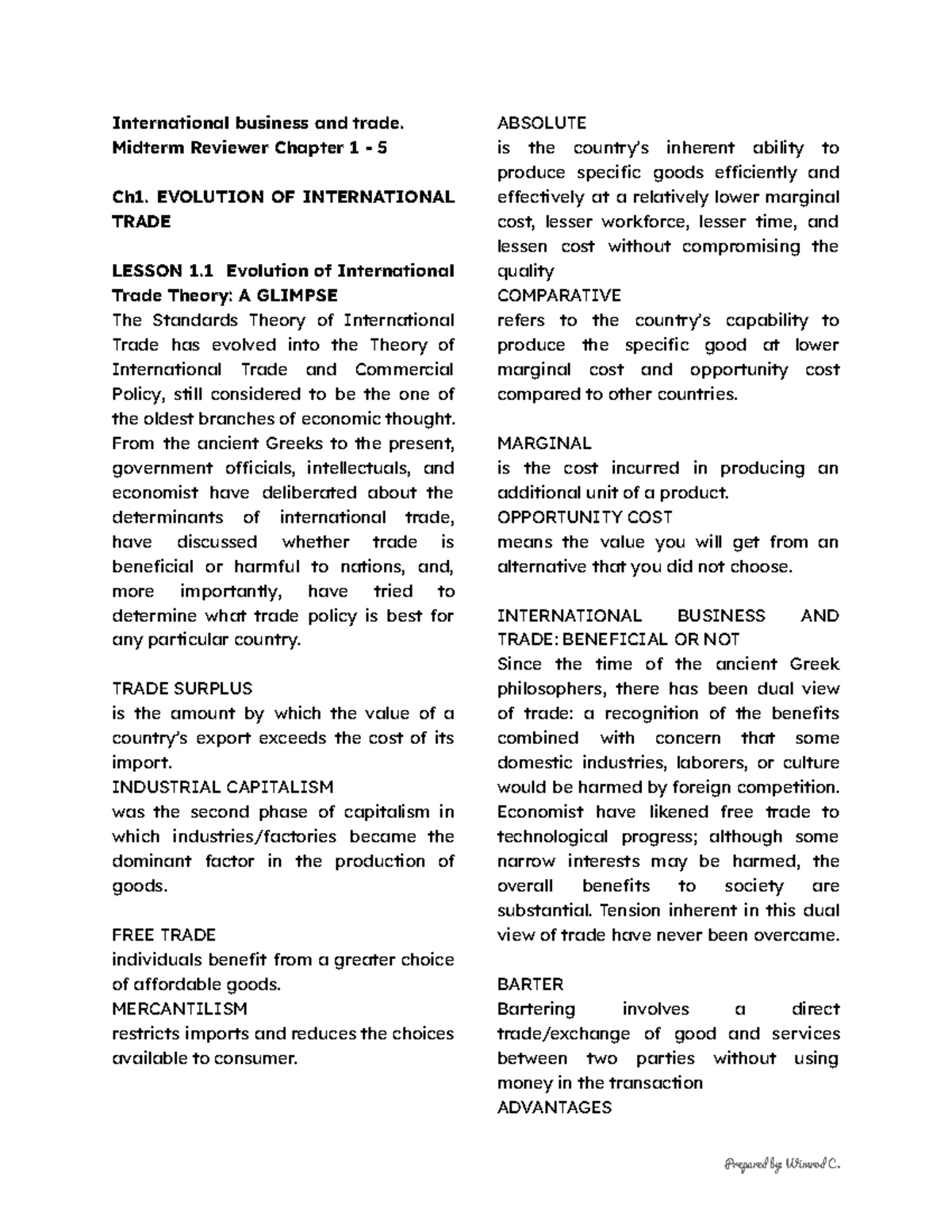 International Business and Trade: Midterm Reviewer Ch1-5 ...