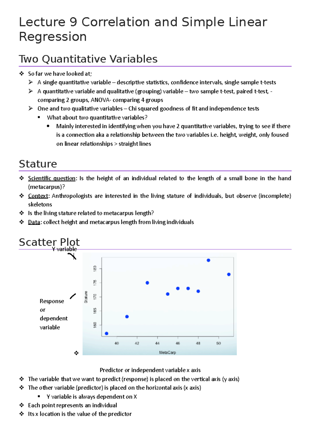 Lecture 9 Correlation And Simple Linear Regression Lecture 9