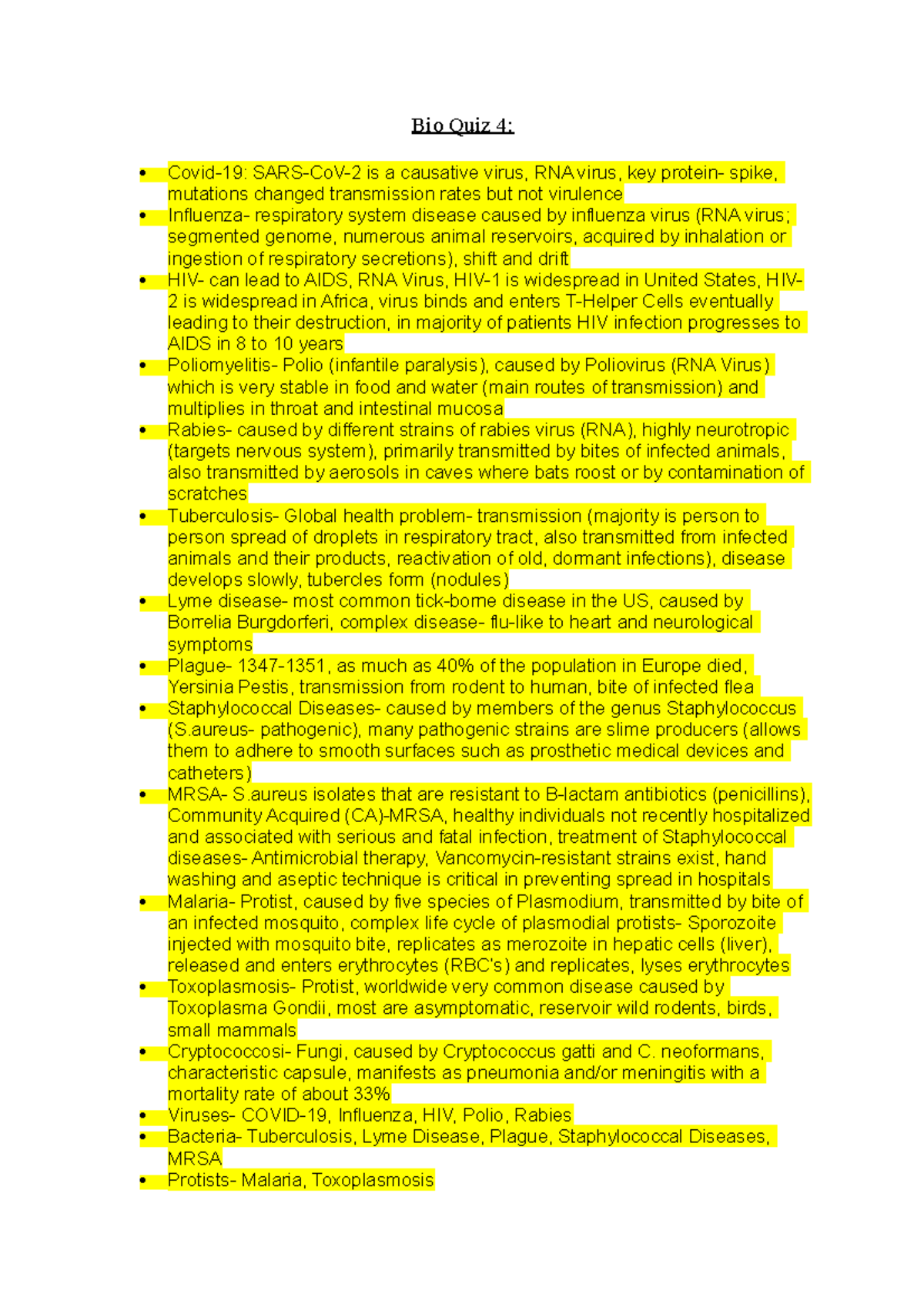 Bio Quiz 4 - Bio quiz notes - Bio Quiz 4: Covid-19: SARS-CoV-2 is a ...
