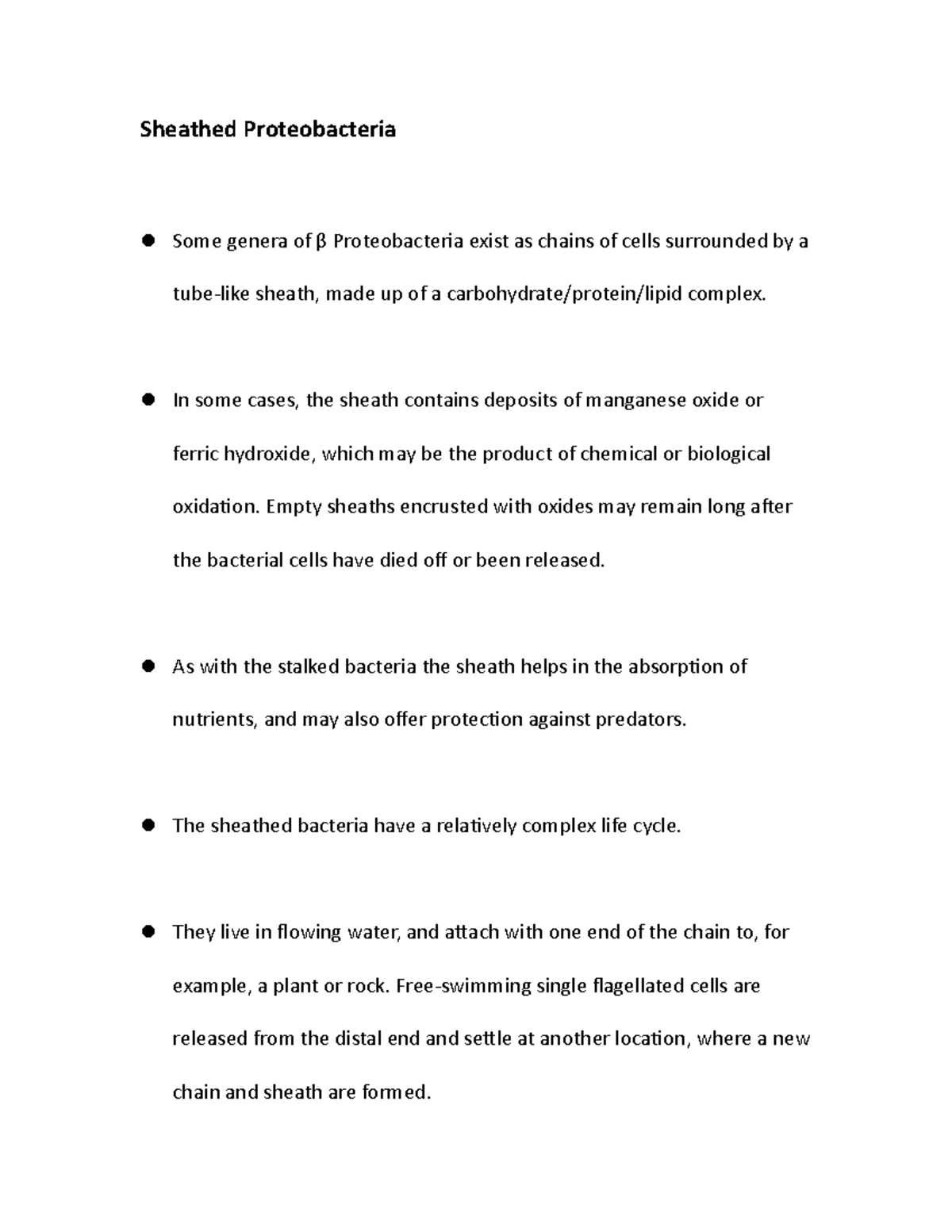 Sheathed Proteobacteria - In some cases, the sheath contains deposits ...