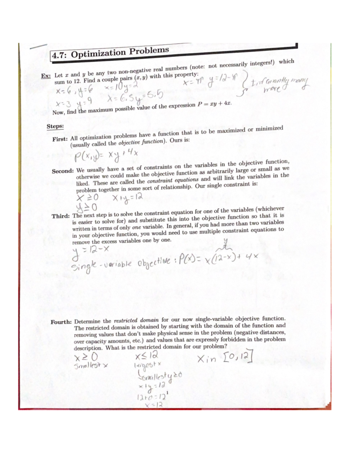 4.7 Optimization Problems - MTH 191 - Studocu