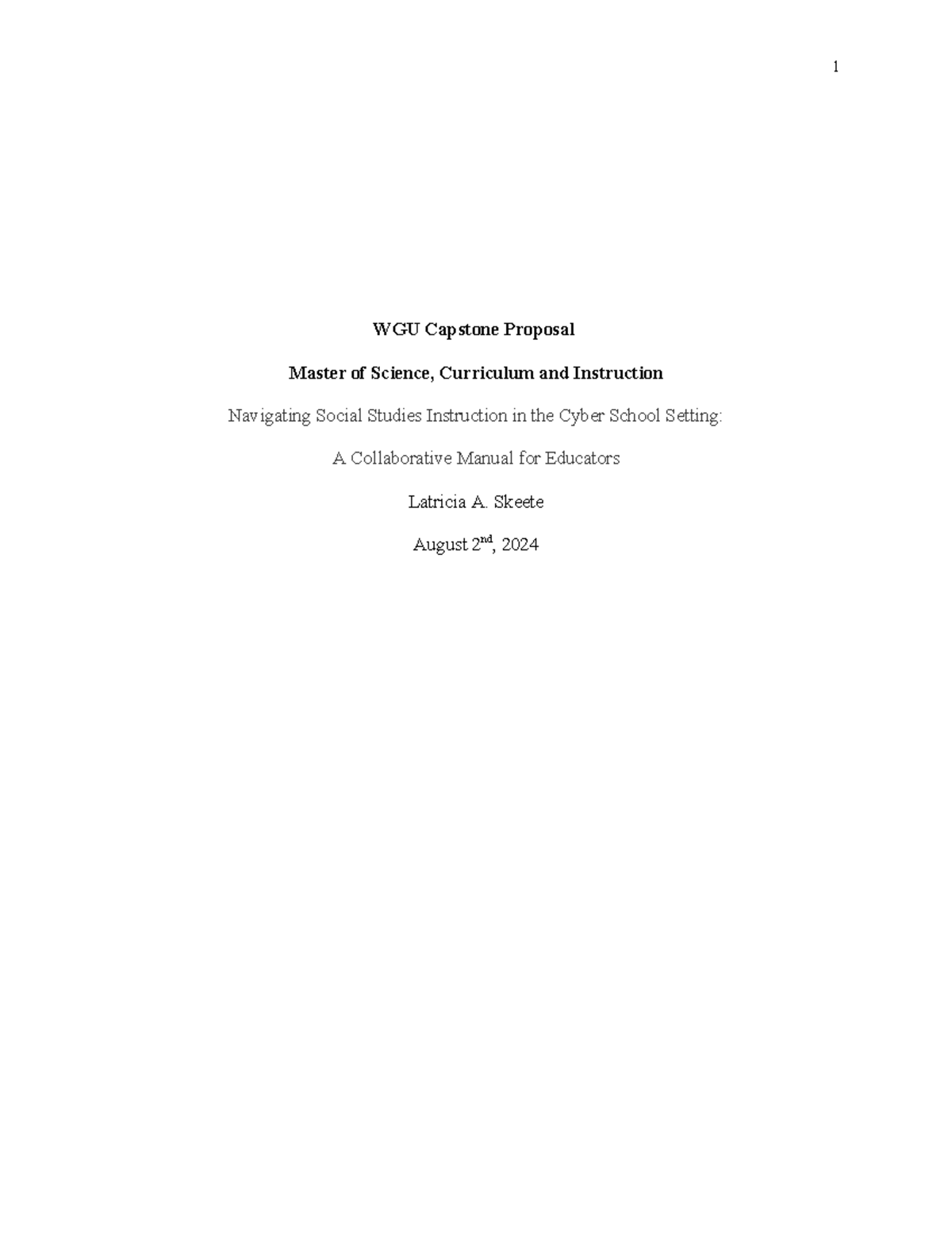 Wgu Capstone Proposal Wgu Capstone Proposal Master Of Science