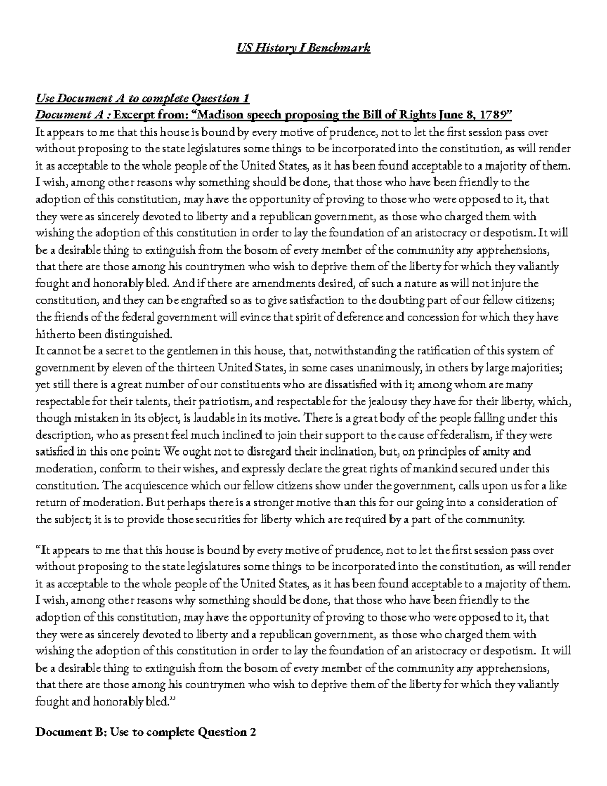 David Santos - SGO Post Assessment - 12926112 - US History I Benchmark ...