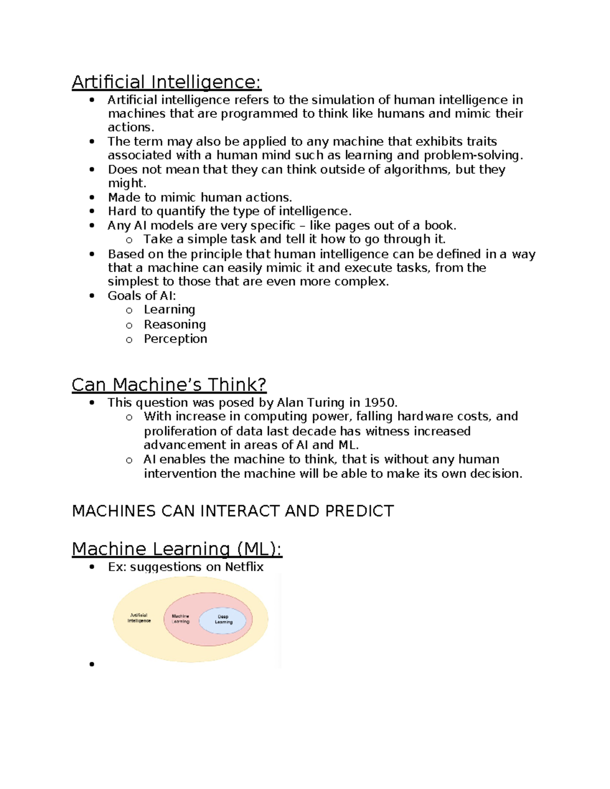 Week 8 Lectures - Artificial Intelligence: Artificial intelligence refers to the simulation of ...