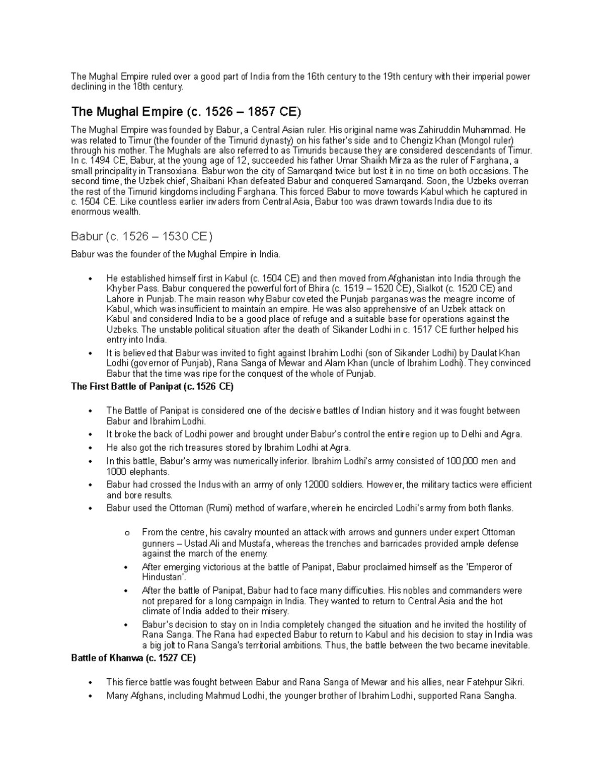 The Mughal Empire - Lecture notes 11 - History of Medieval India - Studocu