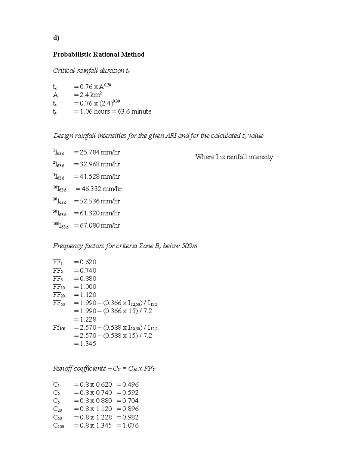Seminar Assignments, Hydrology Assignment 4 Part (d - e) - d ...