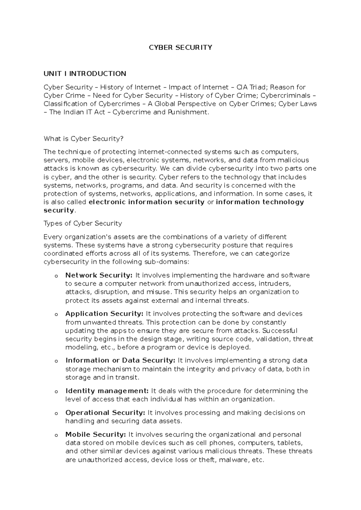 Cyber security anna university notes - CYBER SECURITY UNIT I ...