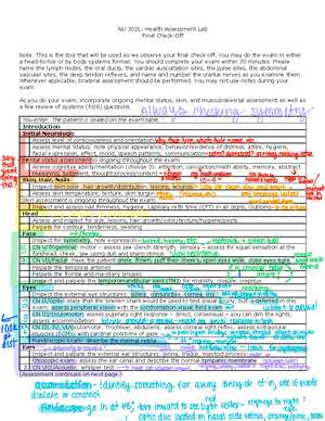 NU 302 L- Script for Head to Toe Assessment - NU 302L: HEAD TO NECK ...
