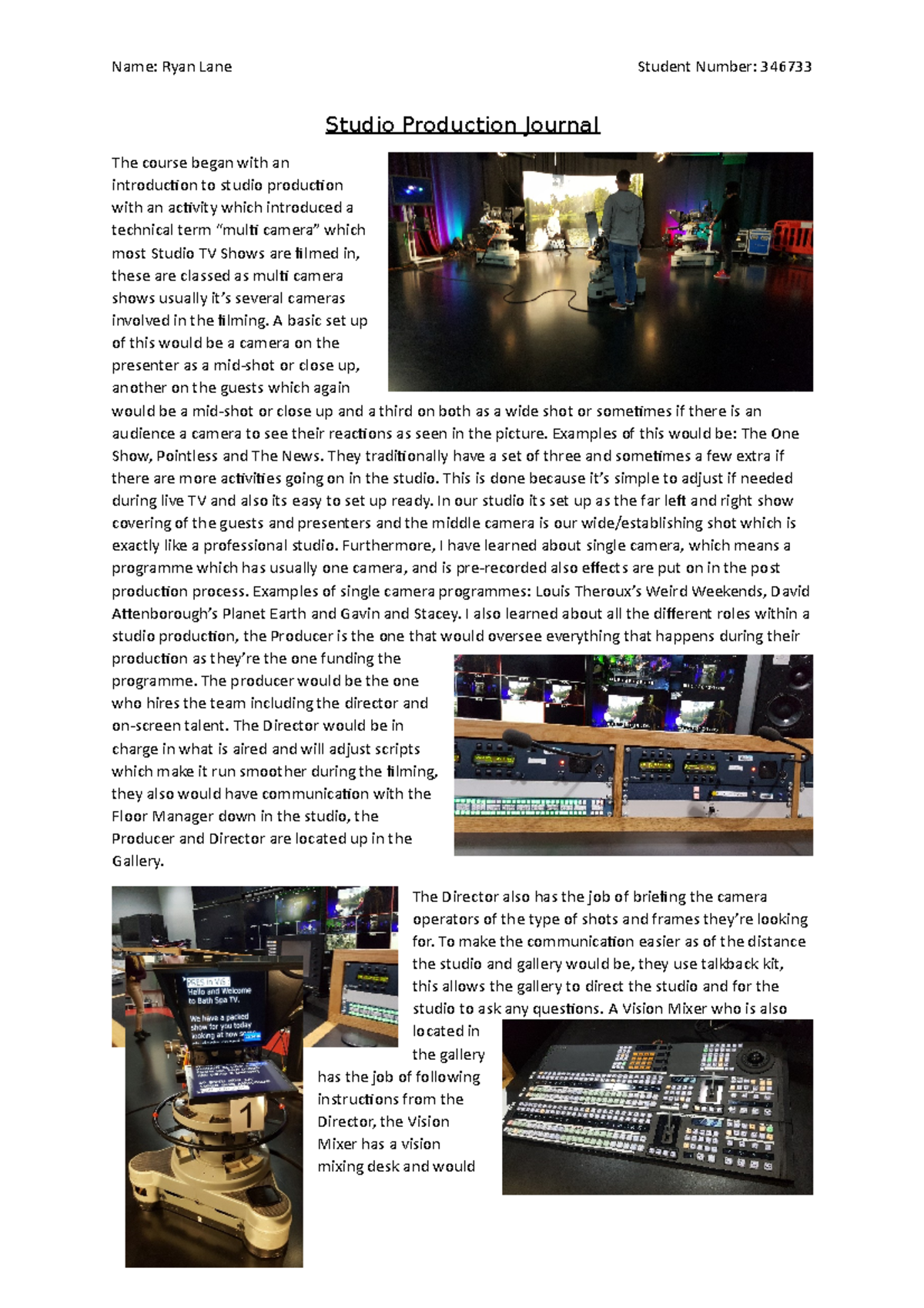 Ryan Lane Studio Production Ass1 - Studio Production Journal The course ...