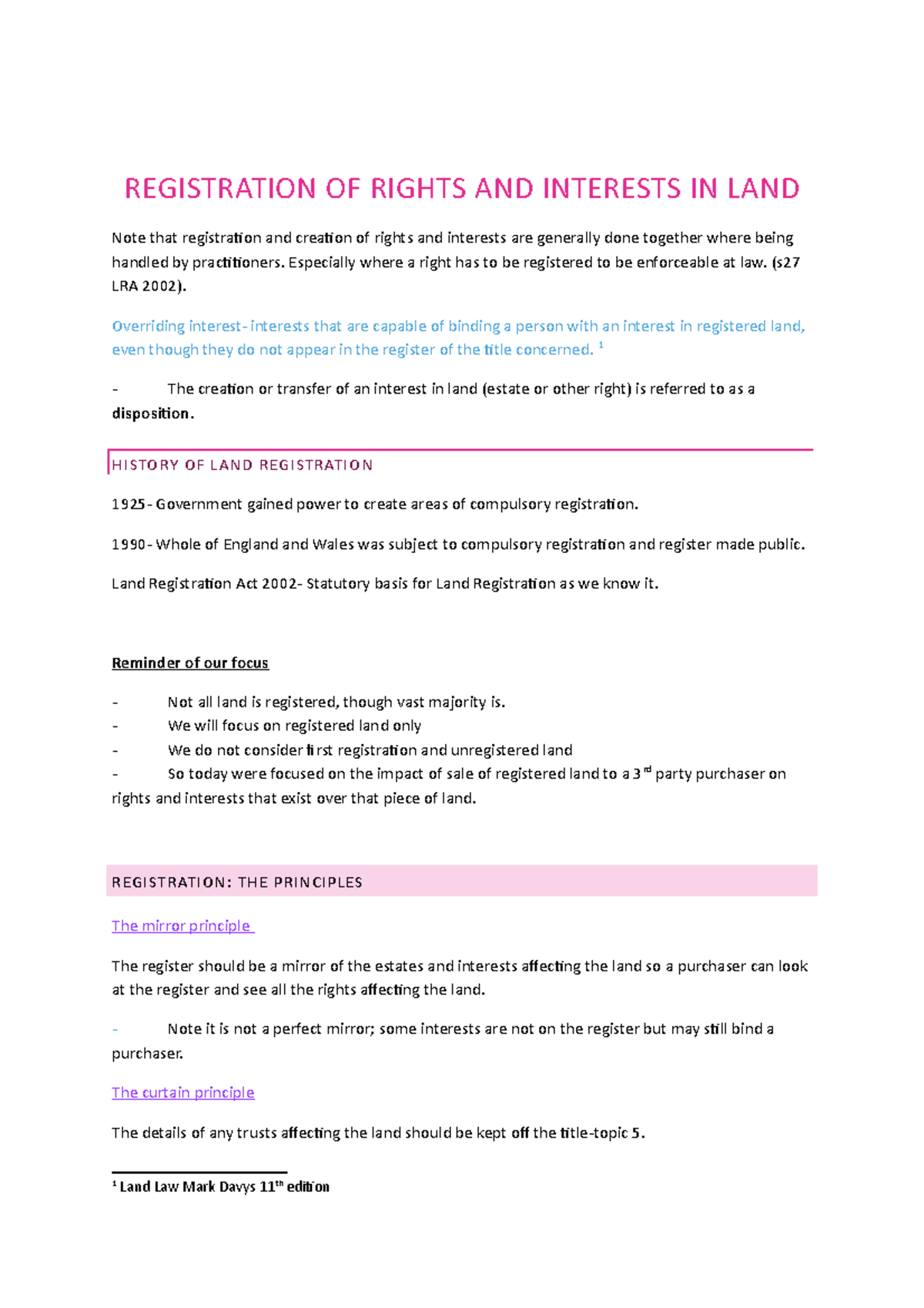 Registration of rights and interests in land - REGISTRATION OF RIGHTS ...