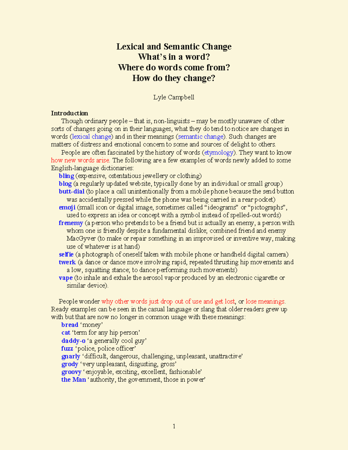2 Campbell lexical and semantic change HO - Lexical and Semantic Change ...