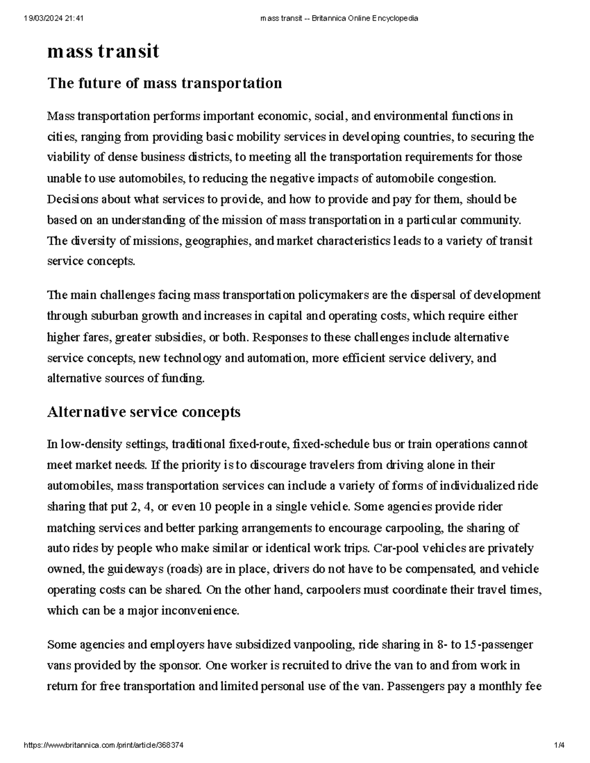 Mass transit - Britannica Online Encyclopedia - mass transit The future ...