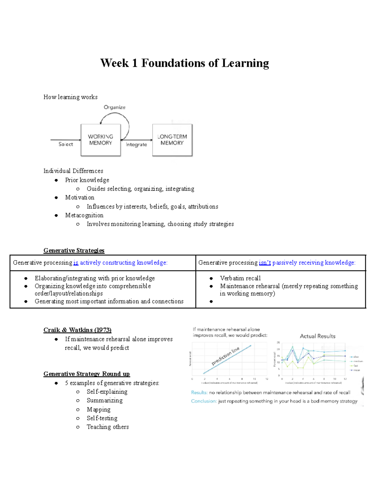 Psyc 3 - lecture - Week 1 Foundations of Learning How learning works ...