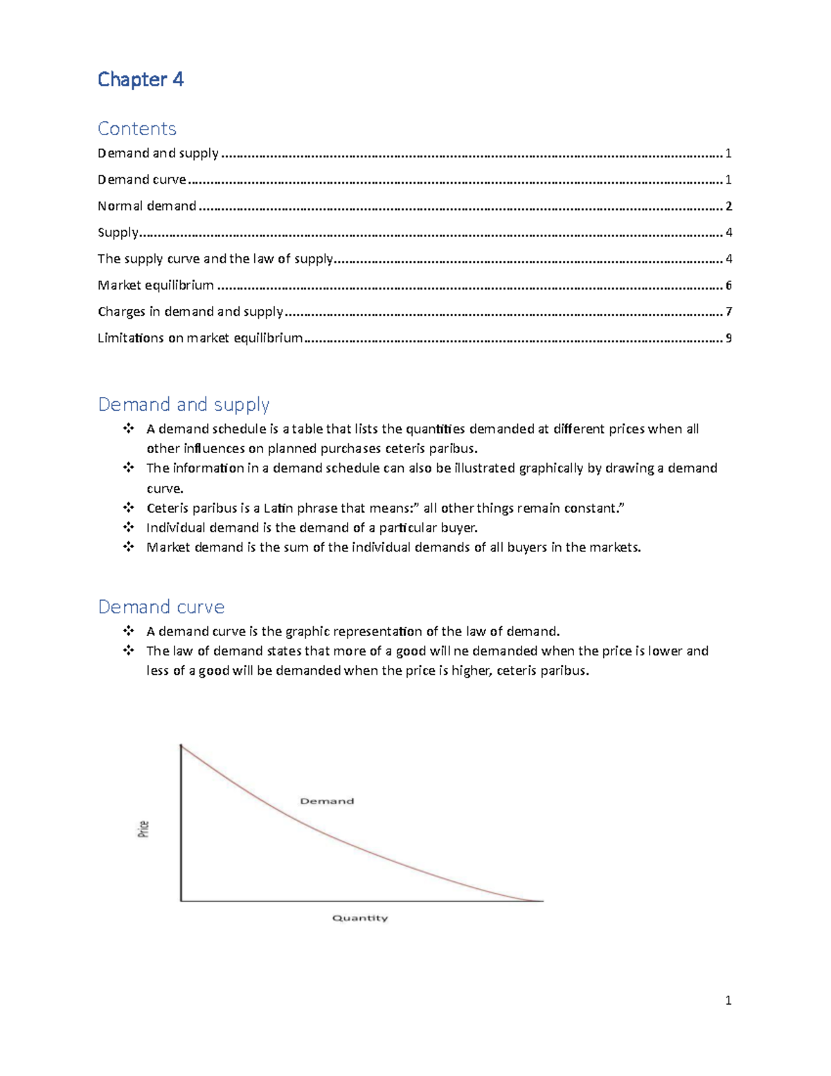 Chapter 4 - Summary Principles of Microeconomics - Contents Demand and ...
