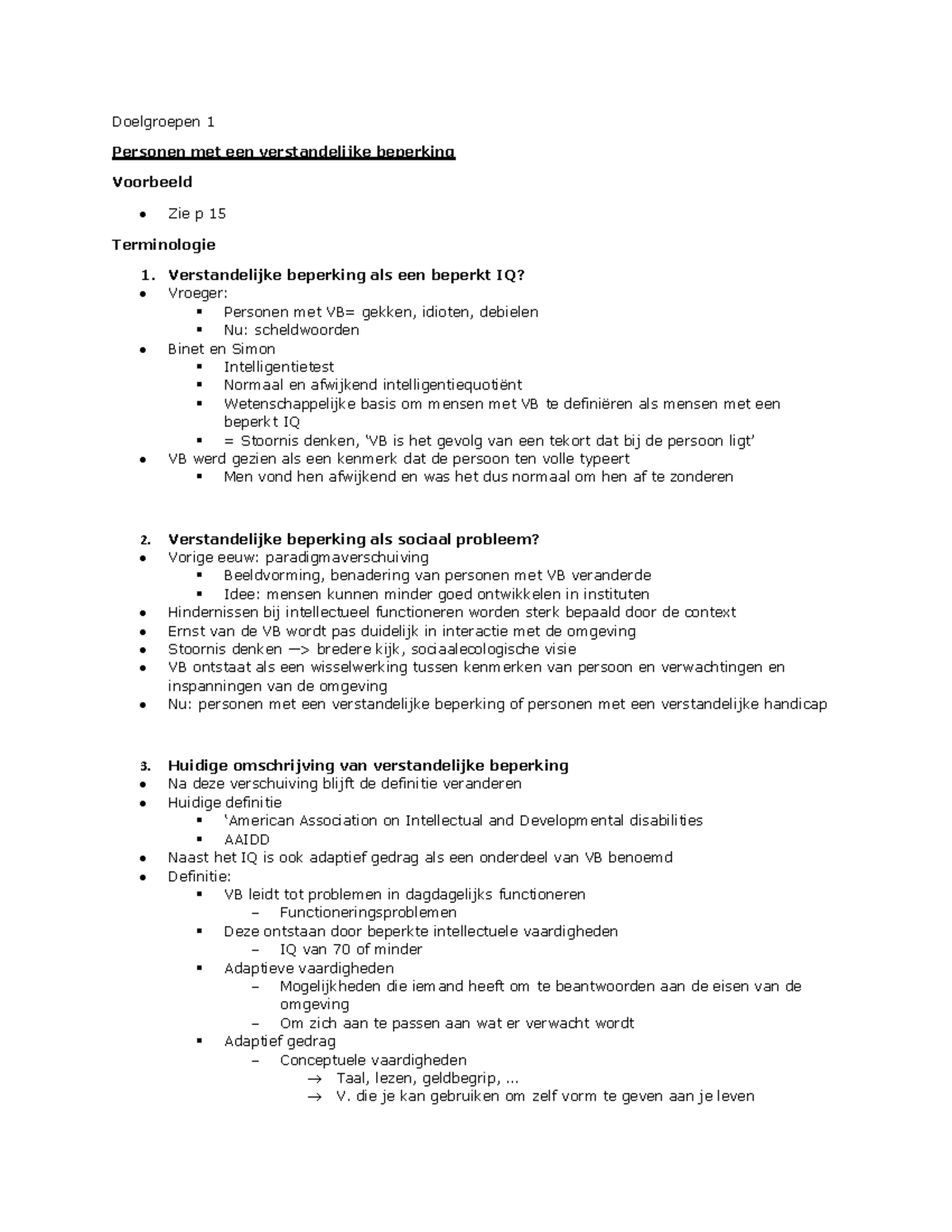 Doelgroepen 1 SV - Doelgroepen 1 Personen met een verstandelijke ...