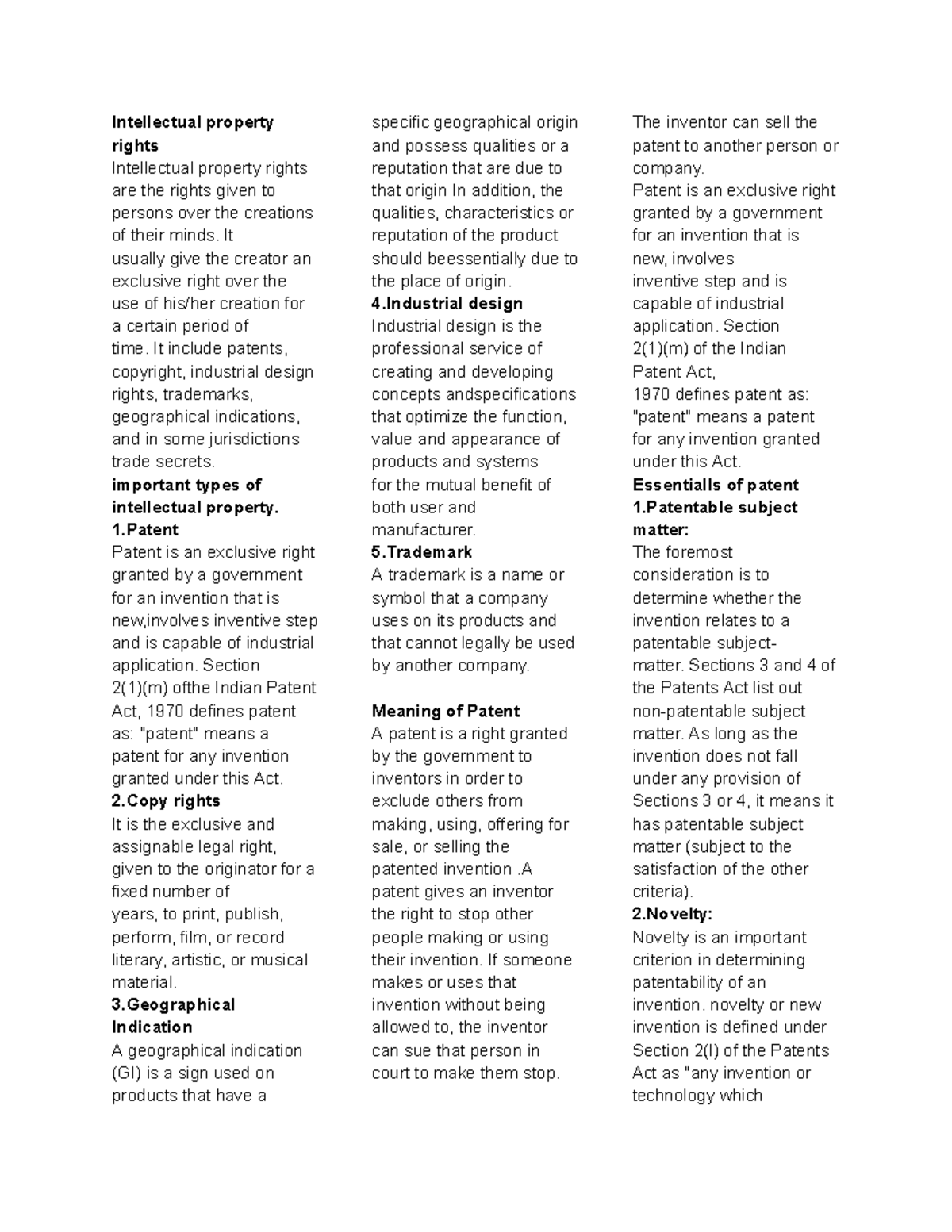 IPR - Intellectual property rights Intellectual property rights are the ...