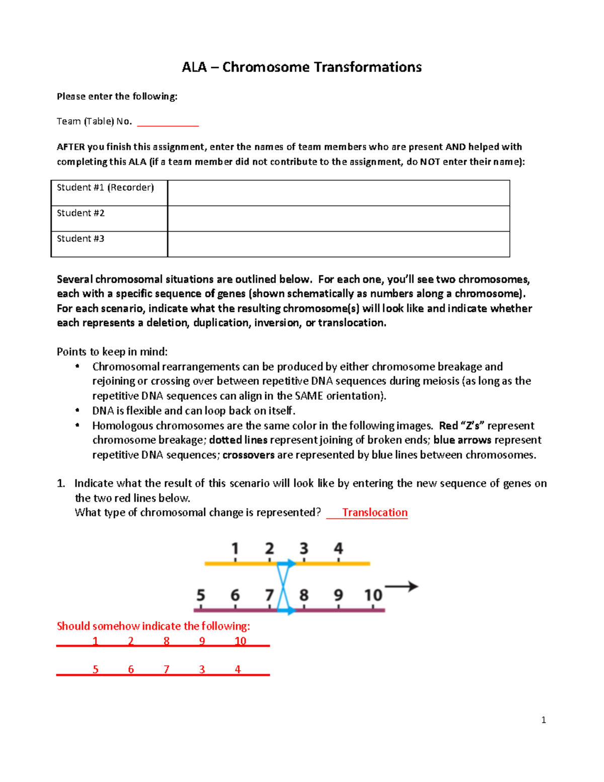 ALA-Chromosome Transformations Ans - AFTER you finish this assignment ...