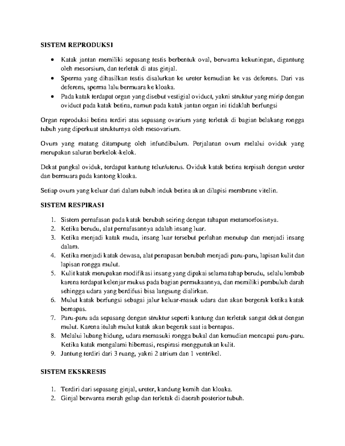 Kelas Ampibi - SISTEM REPRODUKSI Katak jantan memiliki sepasang testis ...