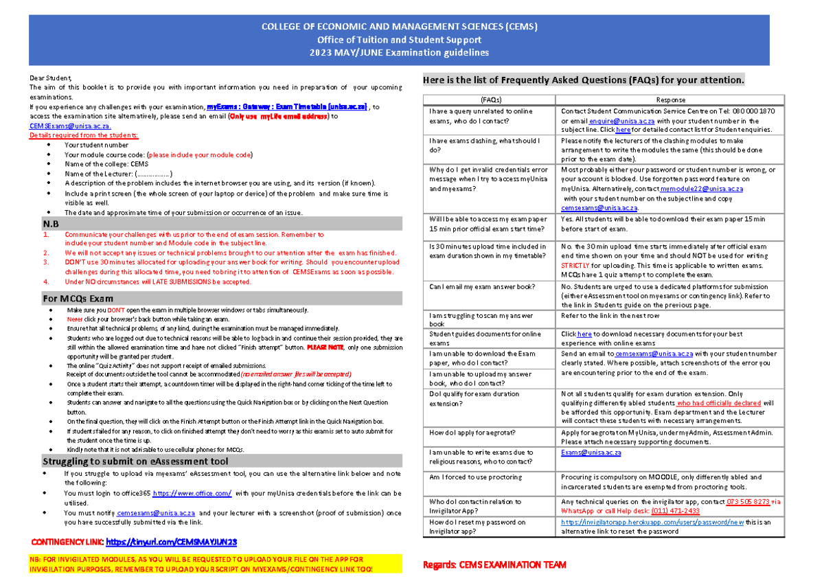 Exam Booklet MAY-JUN EXAM 2023. - COLLEGE OF ECONOMIC AND MANAGEMENT ...