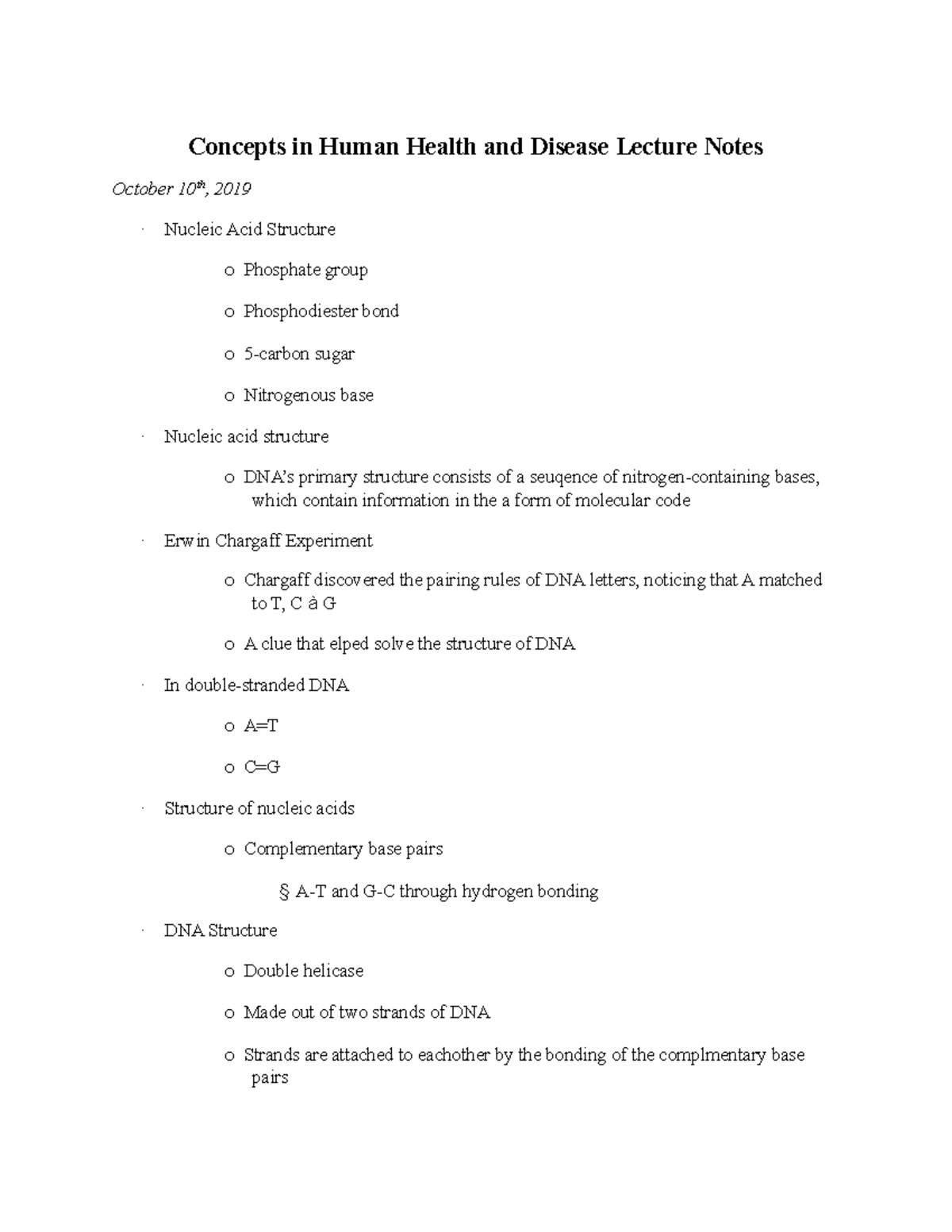 Concepts in Human Health & Disease - Midterm 2 Notes - Concepts in ...
