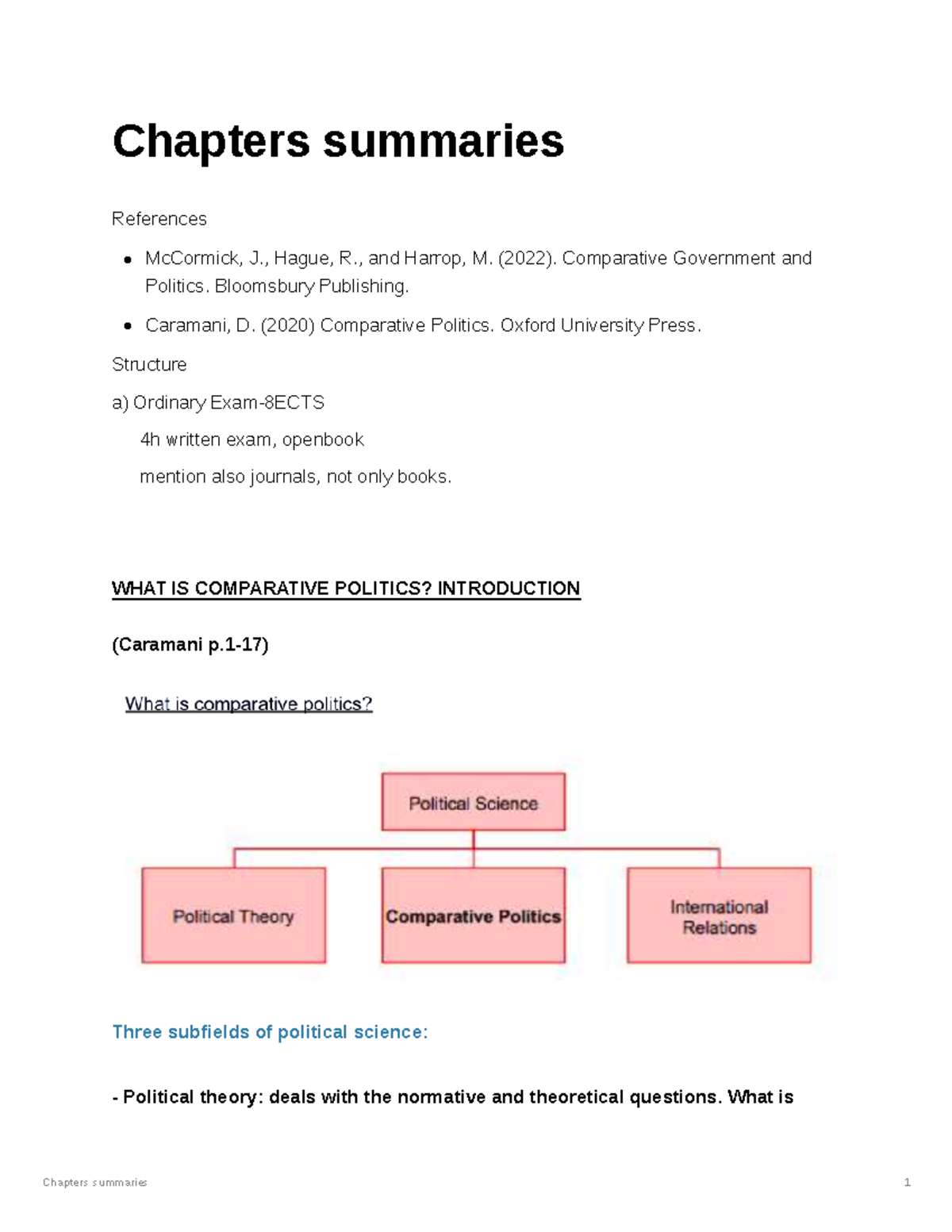 Chapters summaries comparative european politics - Chapters summaries ...