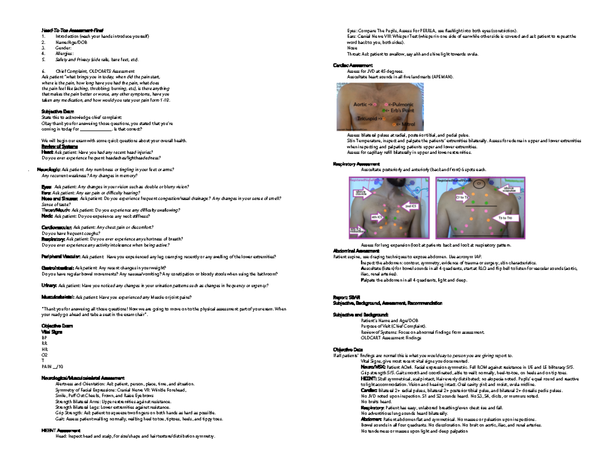 Liz Head to Toe - H2T guide - Head-To-Toe Assessment-Final Introduction ...