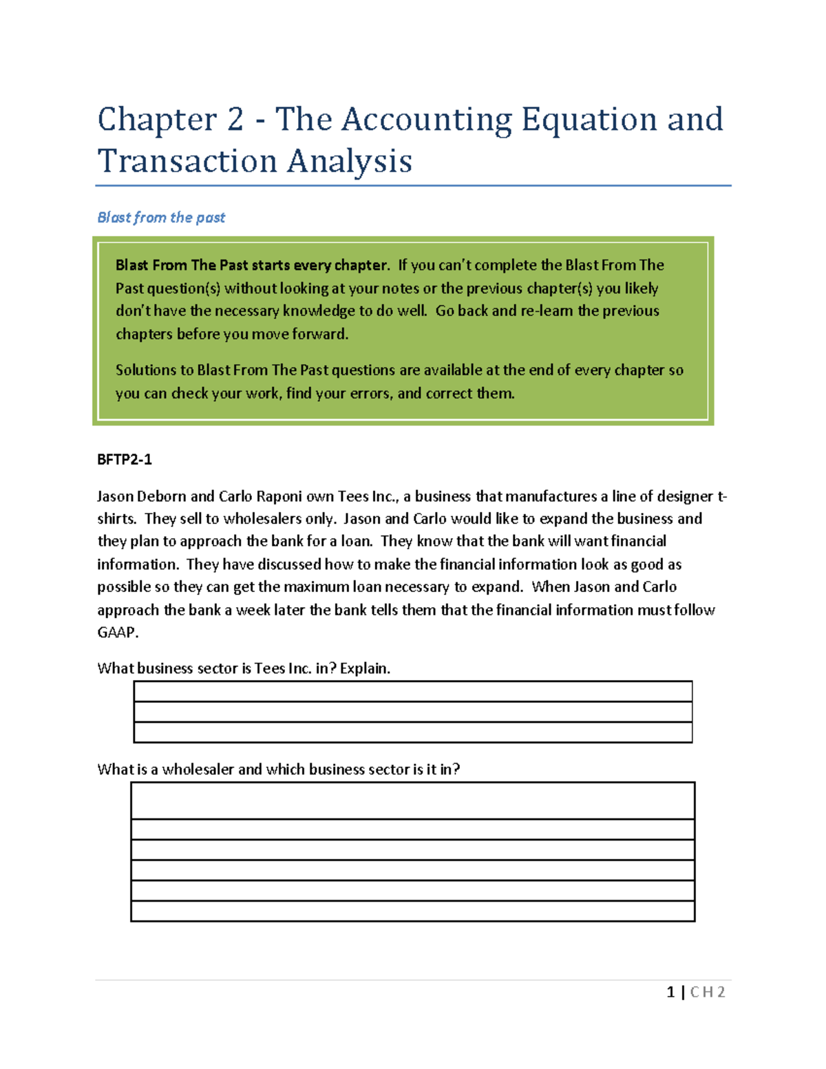 Chapter 2 - The Accounting Equation and Transaction Analysis - Student ...