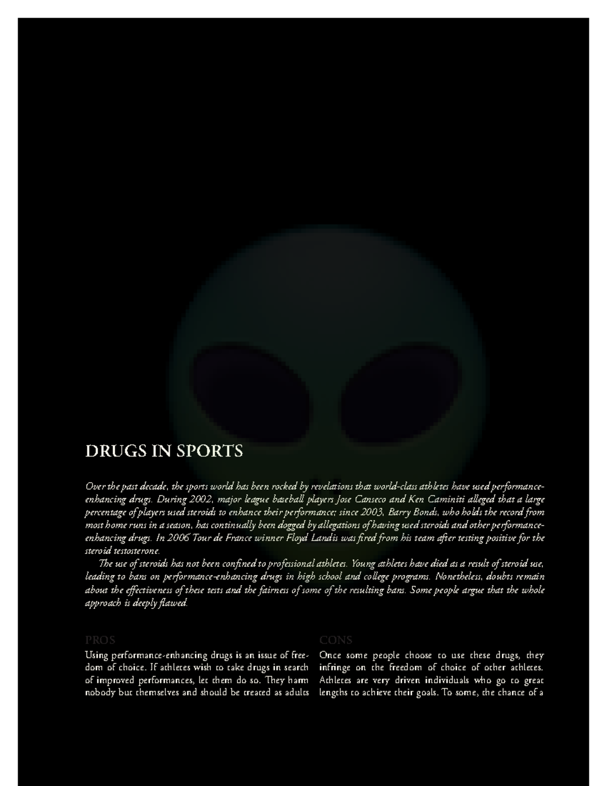 Drugs in Sports - Please don't forget the card for the money I will pay ...