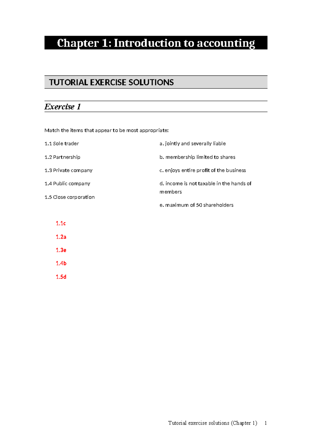 Text Book Solutions - Chapter 1 - Chapter 1: Introduction to accounting ...