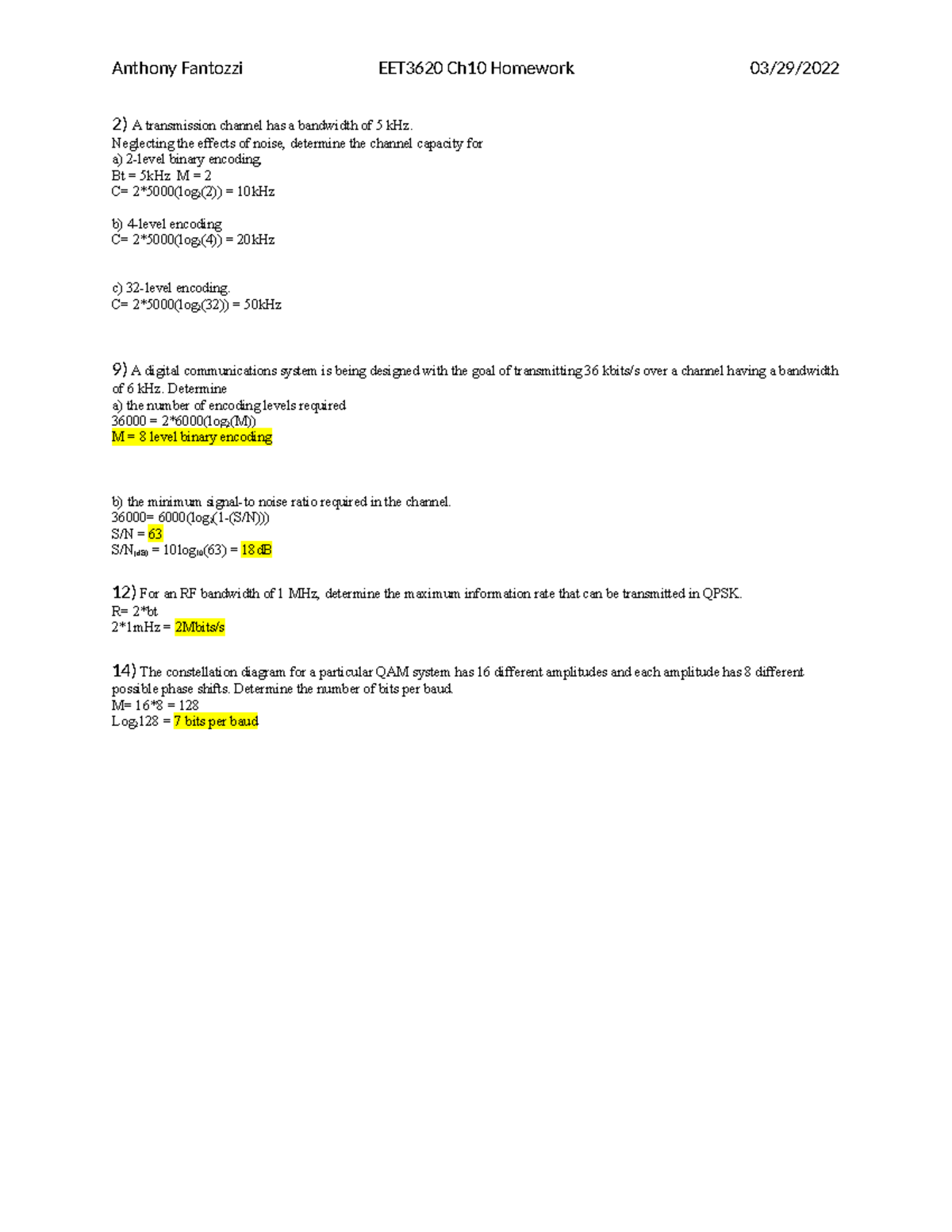 Fantozzi 3620 ch10hw - homework assigned for analog and digital ...