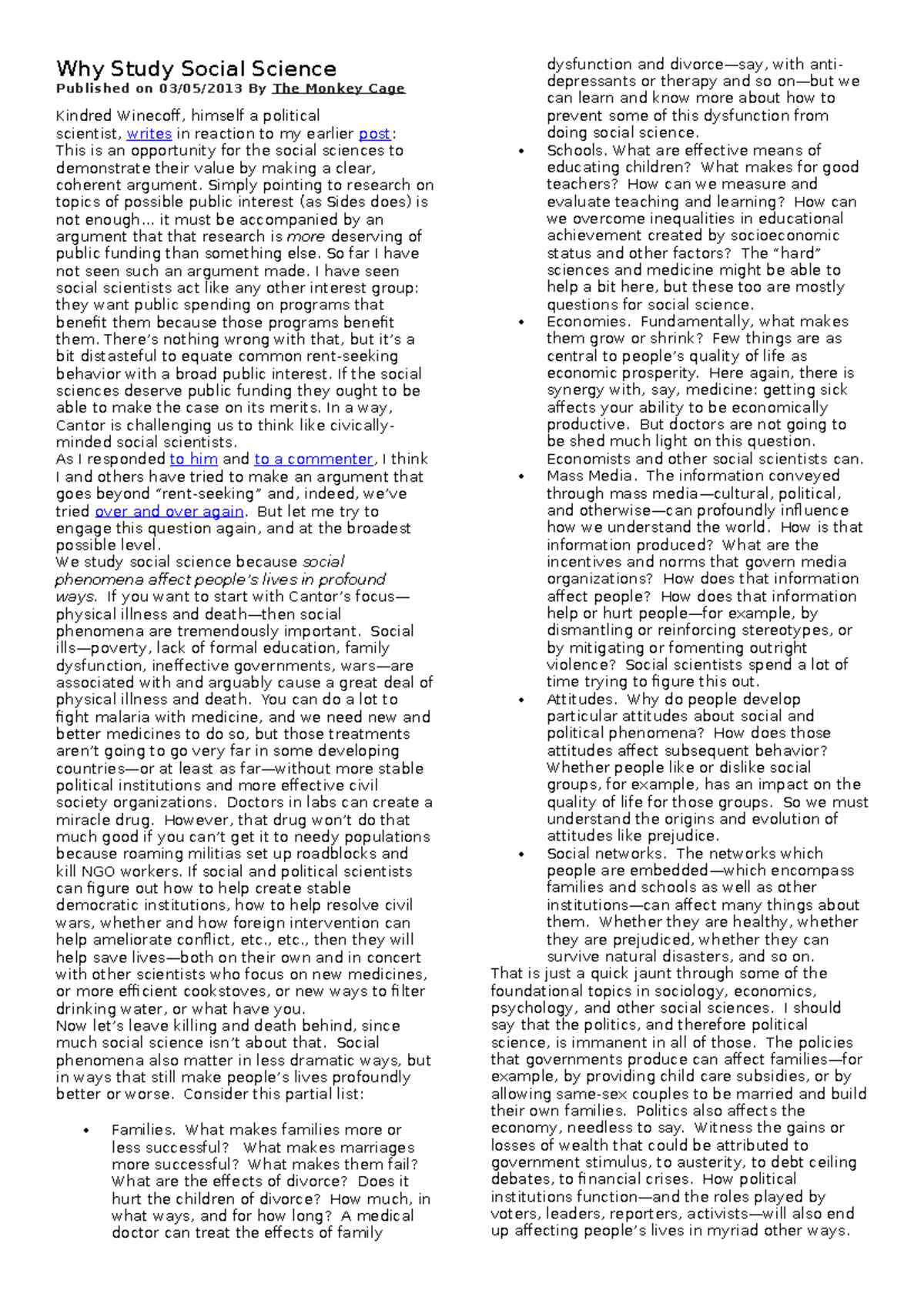 Why Study Social Science - Why Study Social Science Published on 03/05 ...