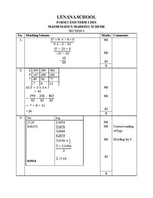Mathematics year 8 Learner's Book - Answers - Learner’s Book answers Unit 1 Getting started 1 a ...