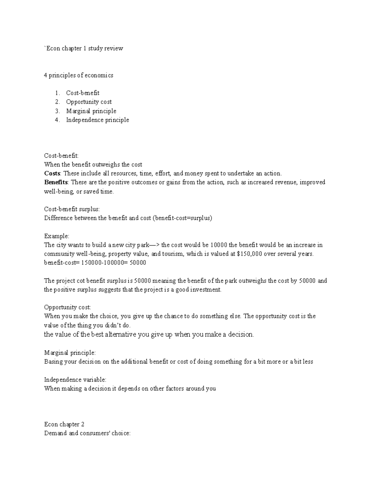 `Econ study review - `Econ chapter 1 study review 4 principles of ...