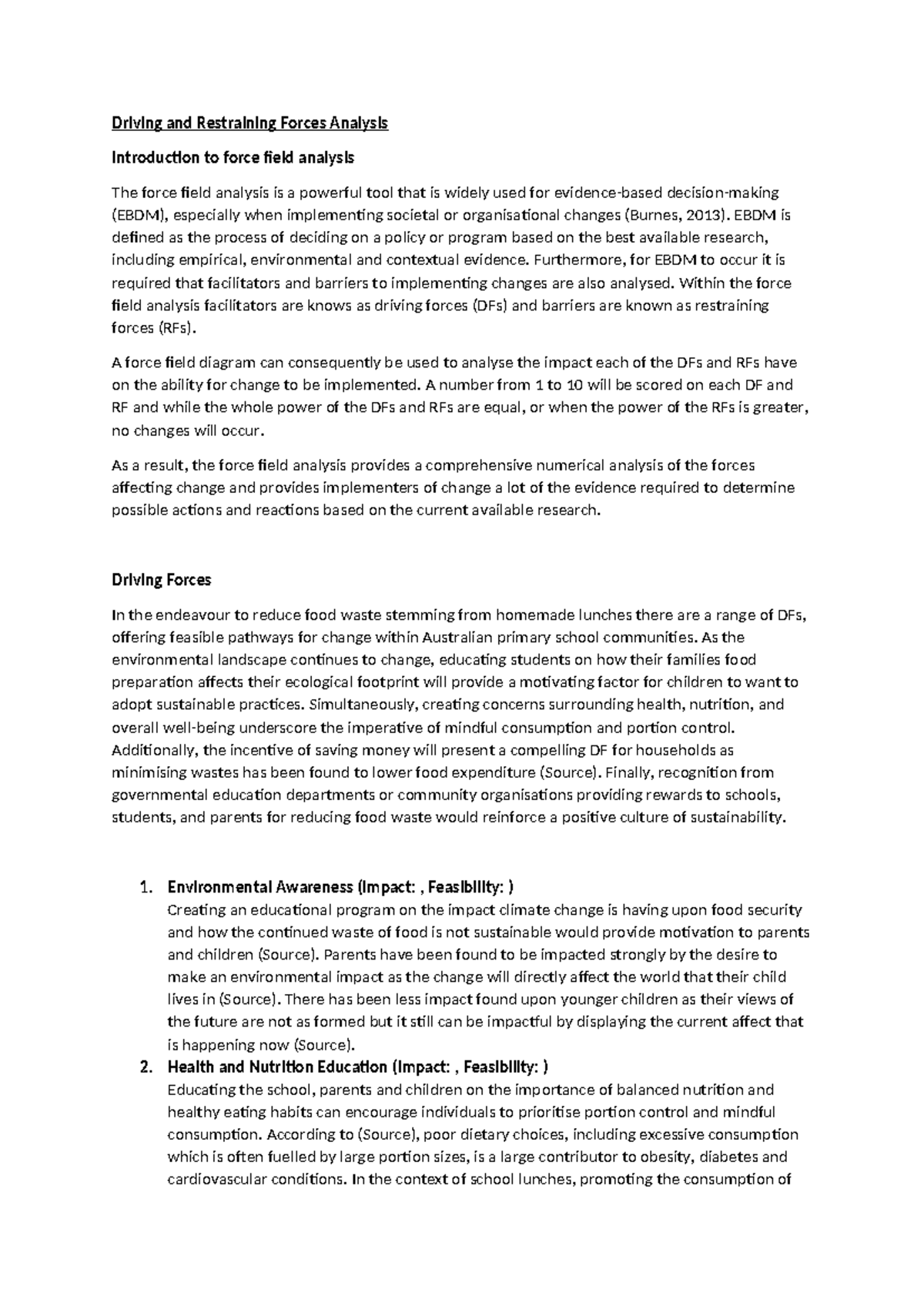 Draft of Driving and Restraining Forces Analysis - Driving and ...