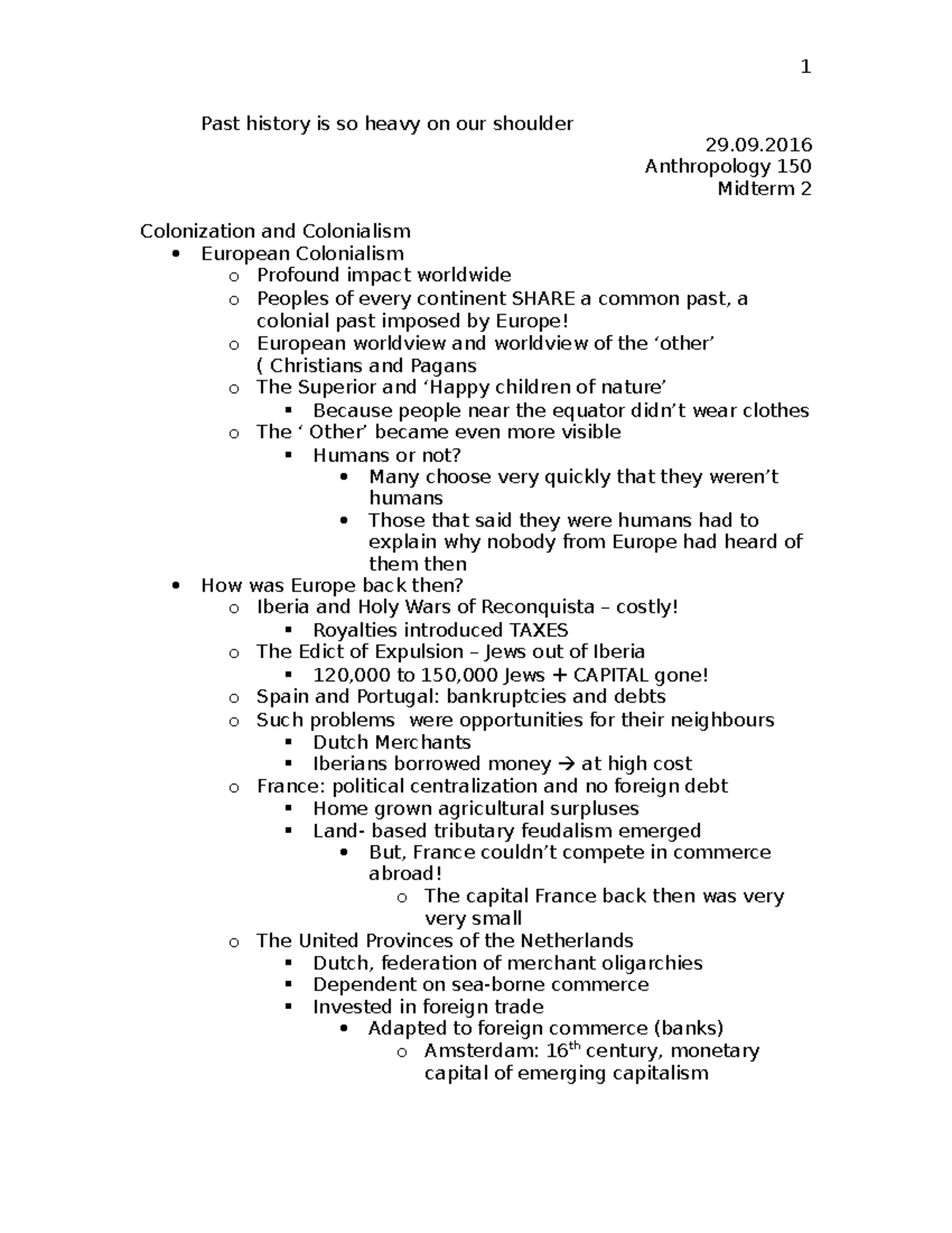 Race and Racism in the Modern World Lecture notes, lectures Week 5-9 ...