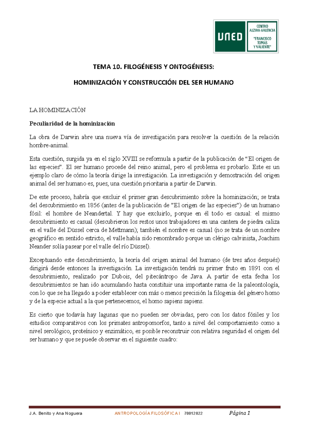TEMA 10. Filogénesis Y Ontogénesis - TEMA 10. FILOGÉNESIS Y ONTOGÉNESIS ...
