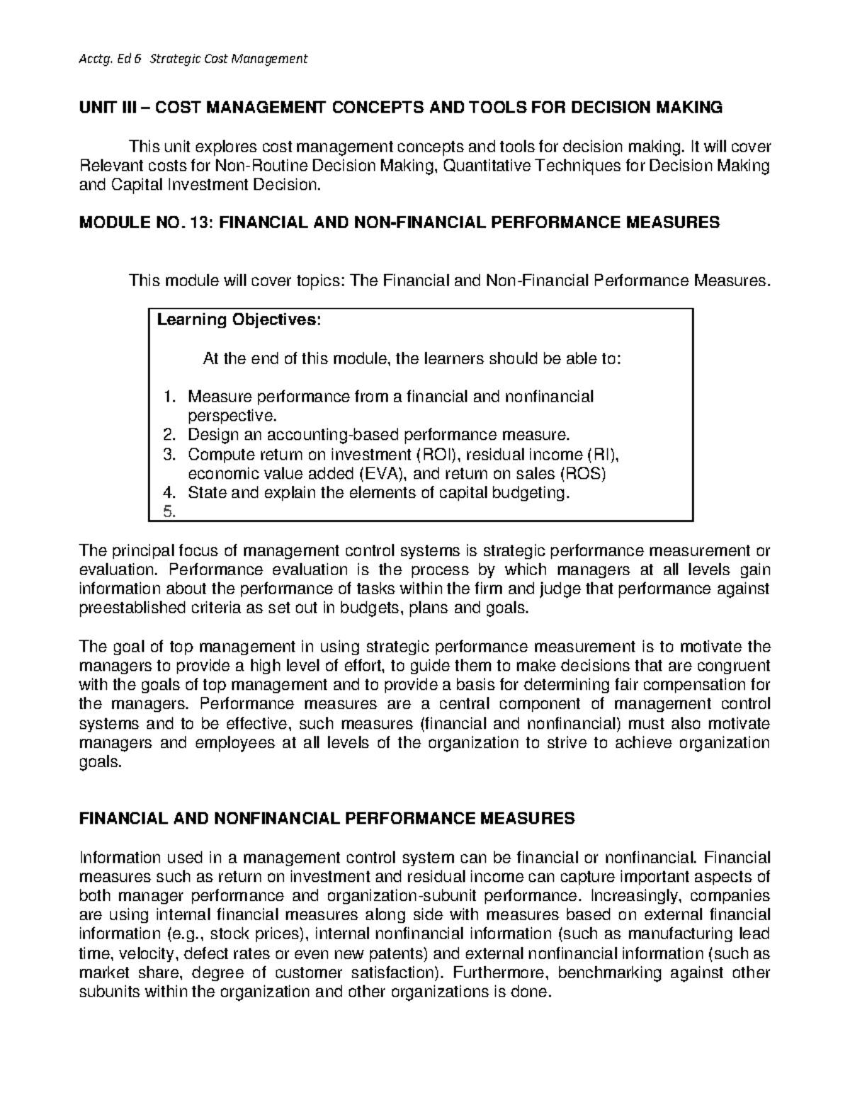 Module-NO - MODULE-NO.-13-FINANCIAL-AND-NON-FINANCIAL-PERFORMANCE ...