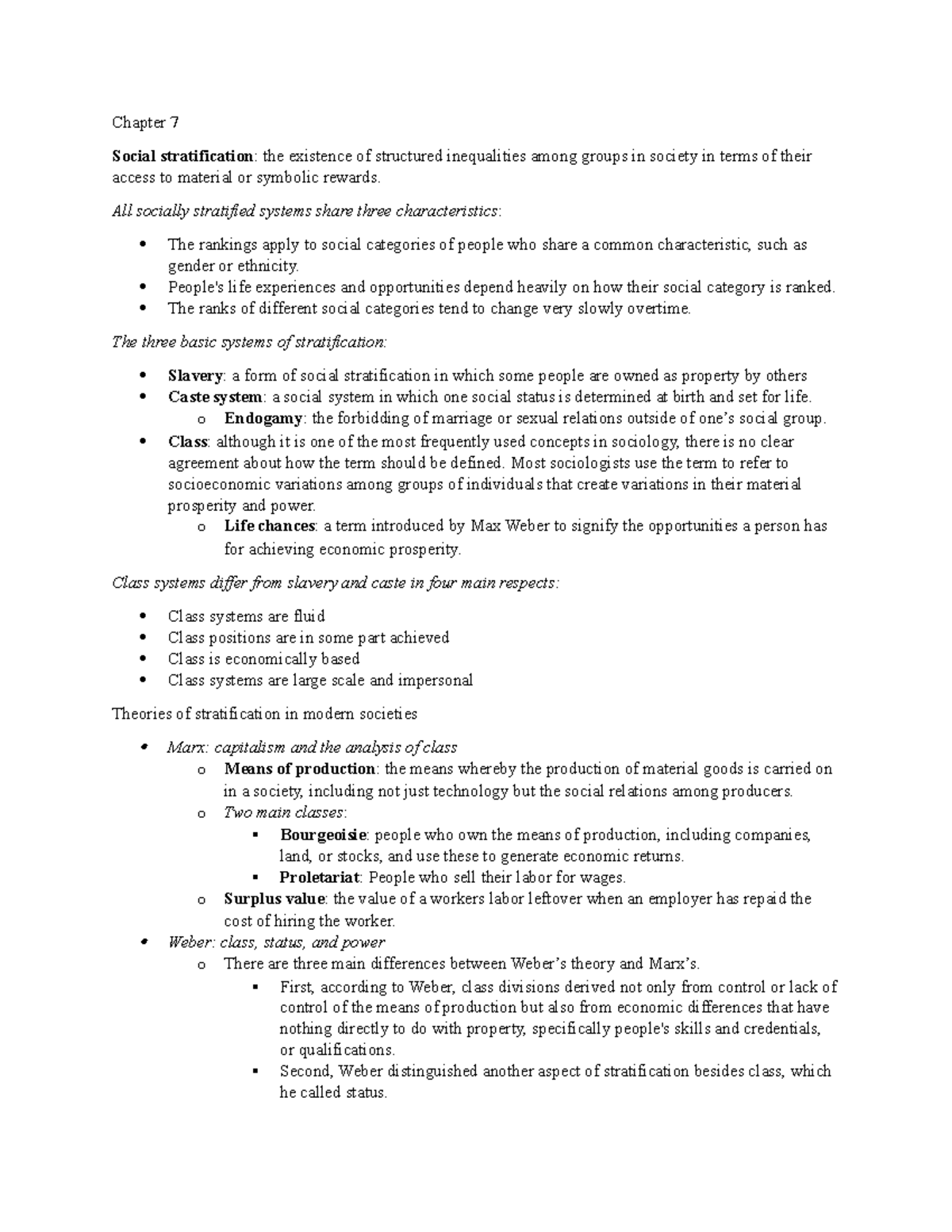 Chapter 7 - notes - soc1120 - SLU - Studocu